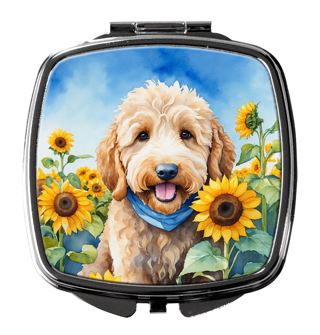 Goldendoodle in Sunflowers Compact Mirror 2.75 in x 3 in - Walmart ...