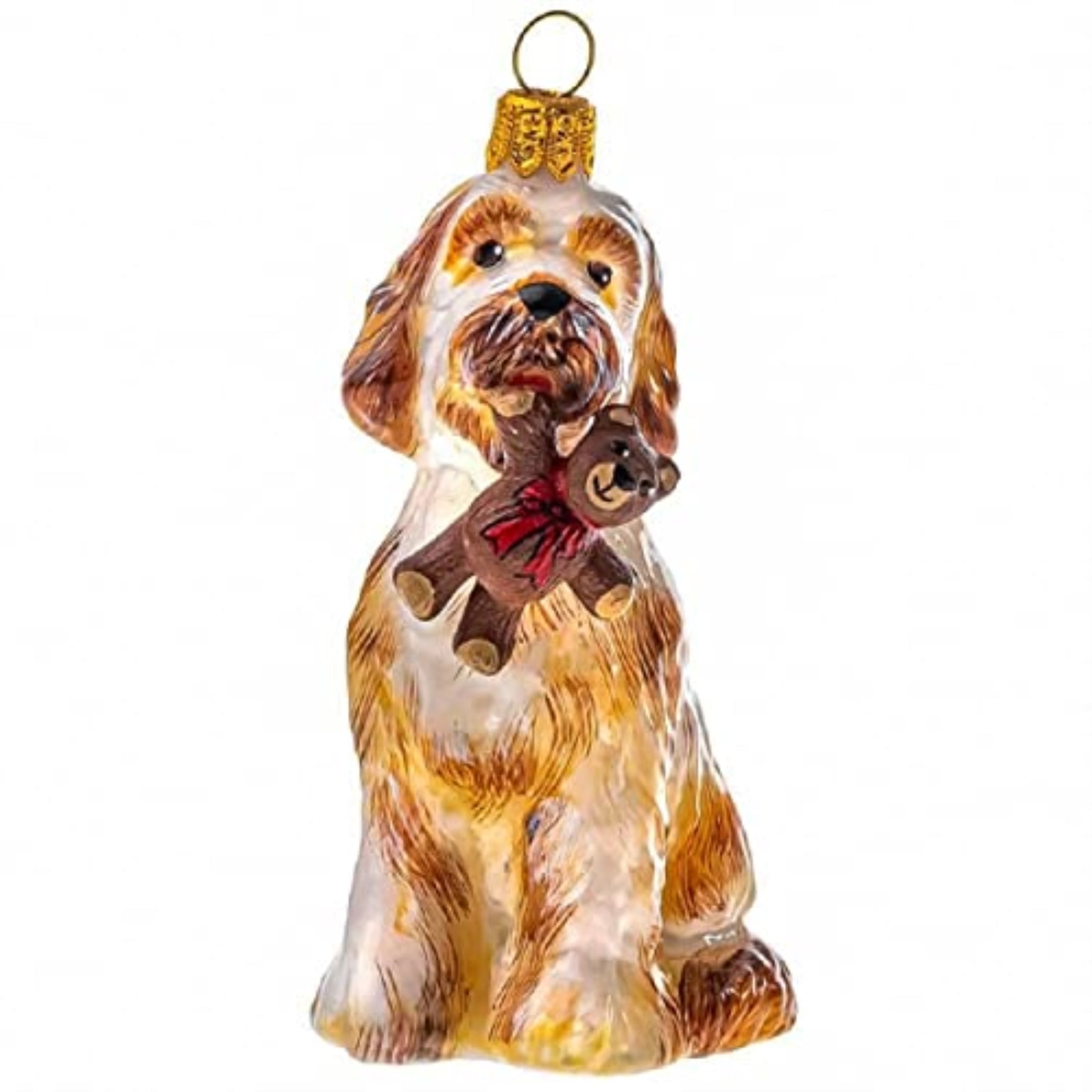 Goldendoodle with Teddy Bear Polish Glass Christmas Ornament - Walmart.com