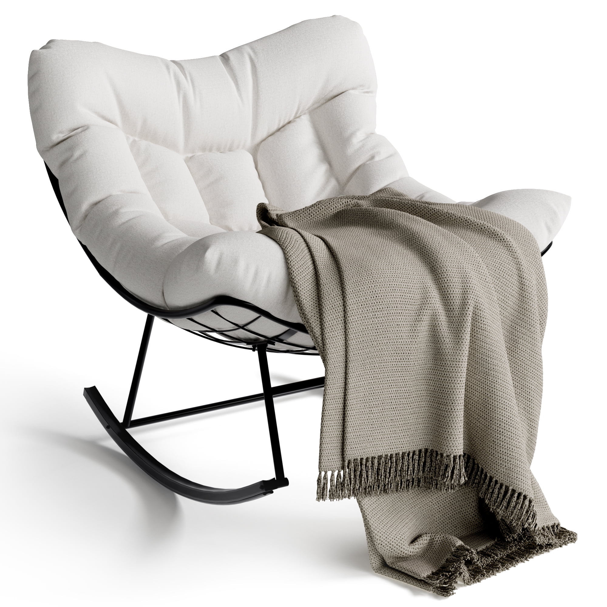 Goldensoil Egg Rocking Chair, Oversized Patio Papasan Rocking Chair ...