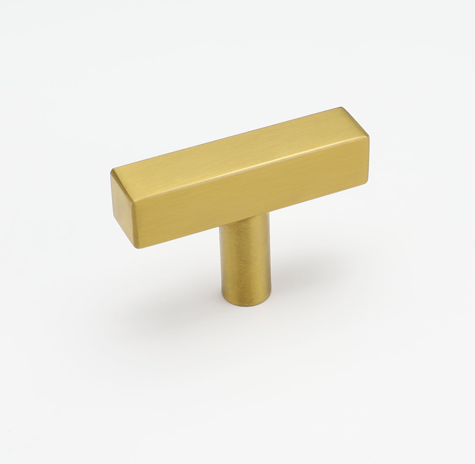 Goldenwarm 10 Pack Brushed Brass Cabinet Knobs Square T Bar Stainless ...