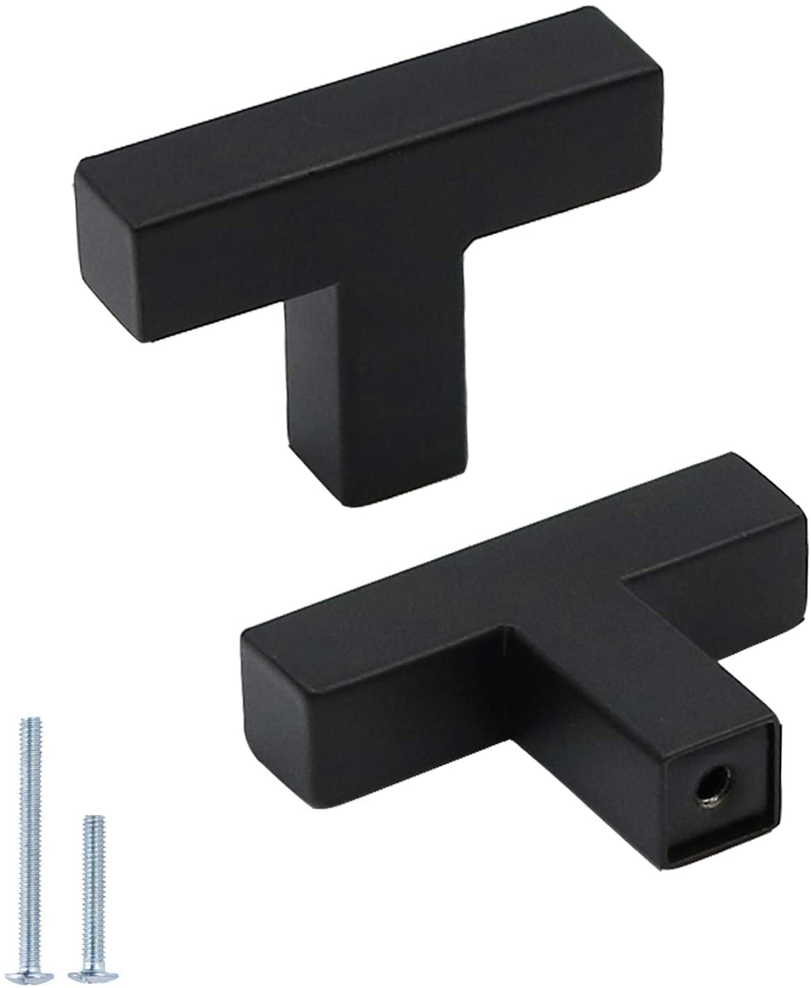 Goldenwarm Black Square T Bar Single Hole Knobs Black Cabinet Knobs ...