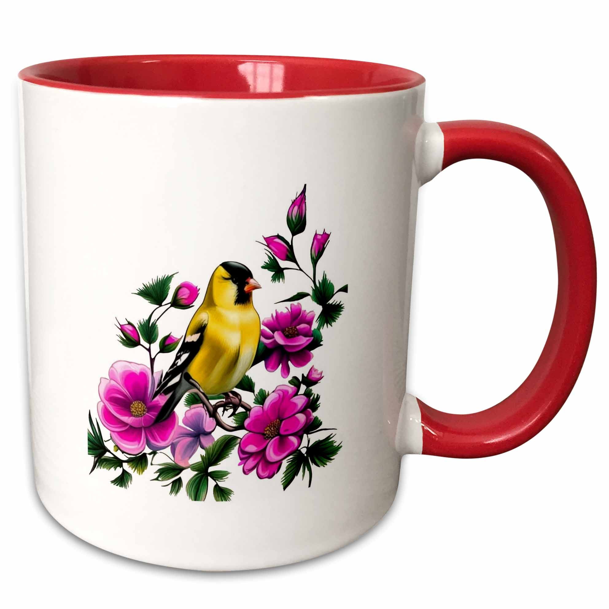 3drose, Goldfinch Surrounded by Pink Wild Roses Iowa State Tattoo Art ...