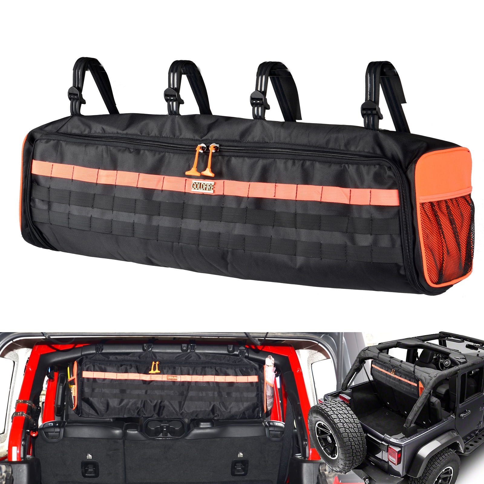 Goldfire UTV Roll Cage Organizer Cargo Rear Storage Tools Bags Truck ...