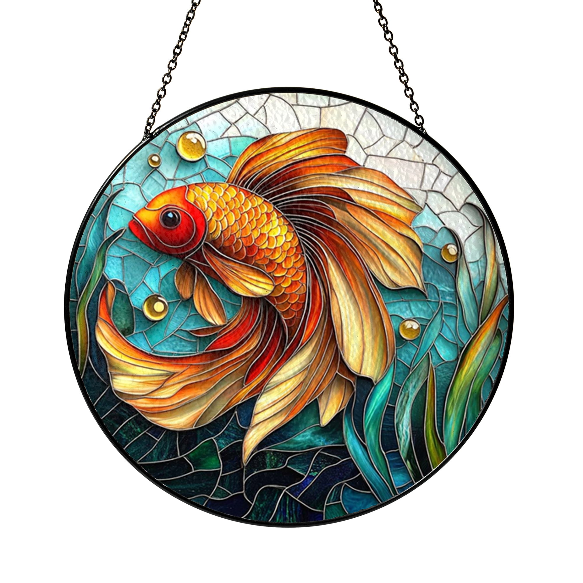 Goldfish Aquarium Inspired Stained Glass Suncatcher Window Decor ...