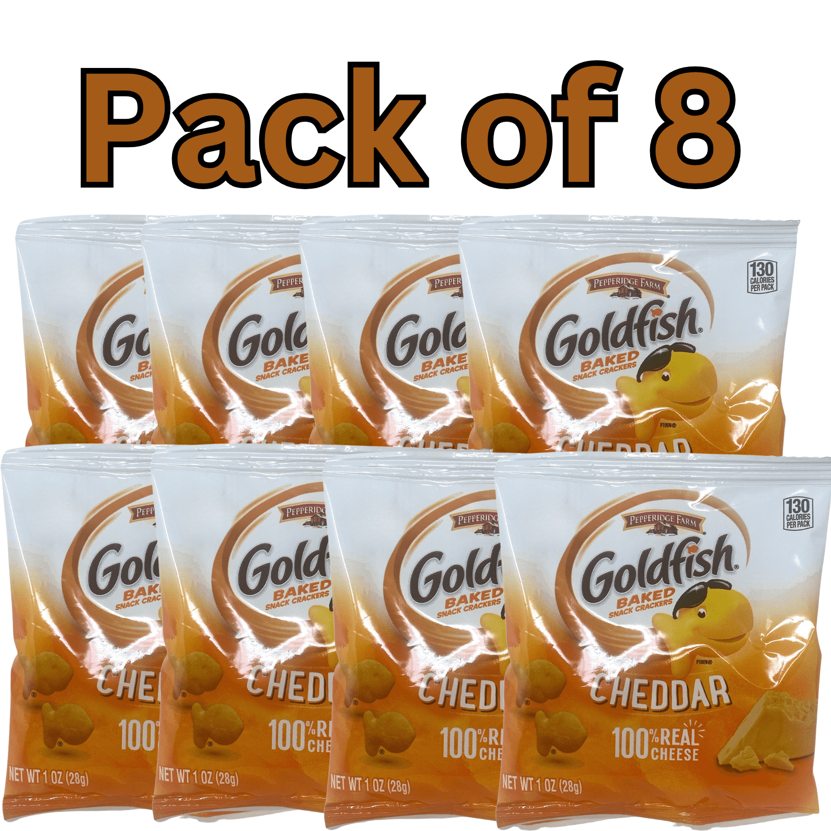 Goldfish Baked Snack Crackers, Cheddar Flavor, 1 oz Bags, Pack of 8 ...
