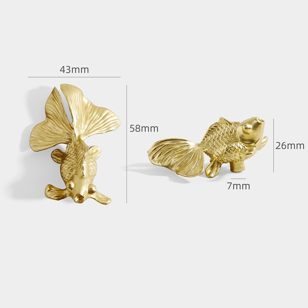Goldfish Cabinet Handles Brass Drawer Knobs Unique Animal Cupboard Door ...