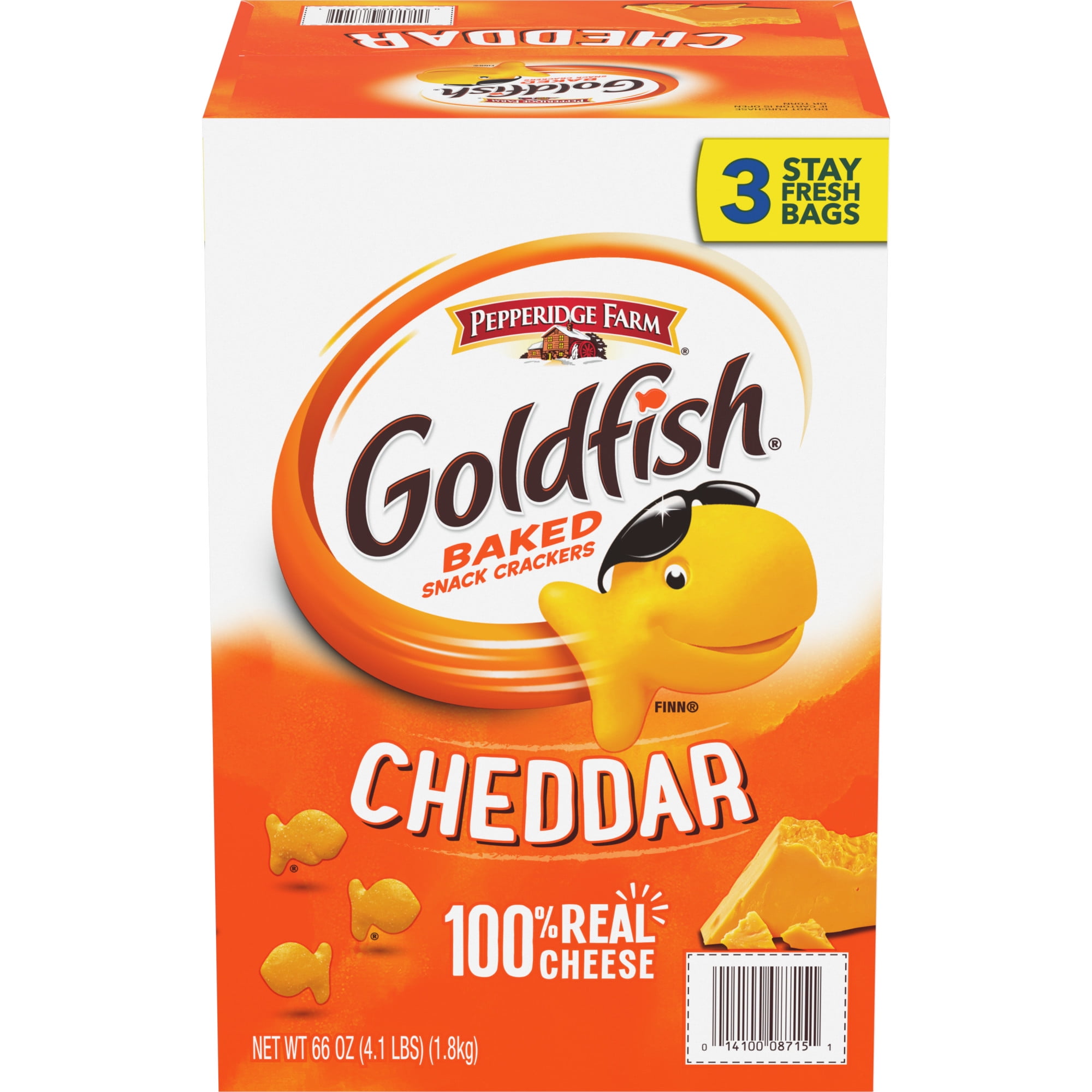 Goldfish Cheddar Flavor Snack Crackers, Bulk Pack, 3 Resealable 22 oz ...
