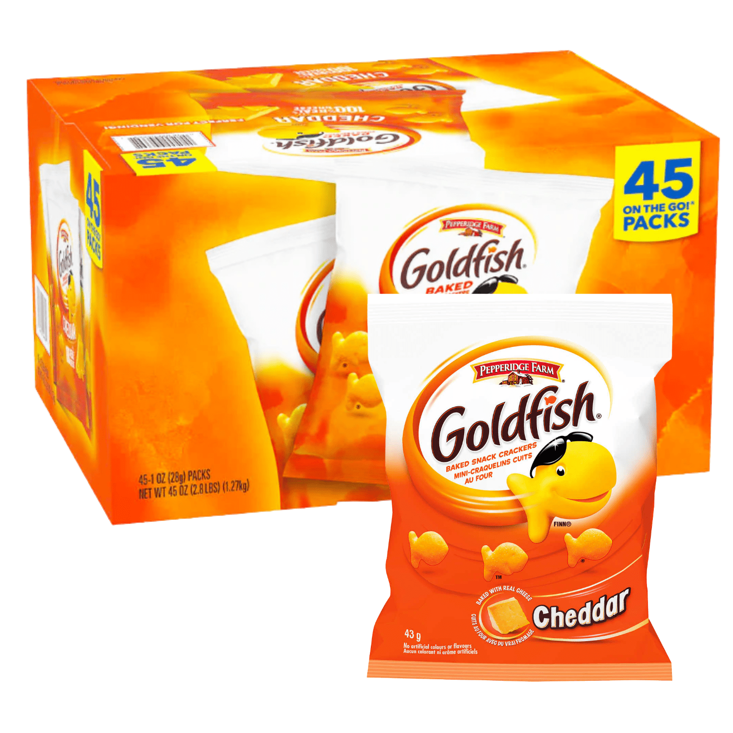 Goldfish Cheddar Crackers, 45oz. Travel Bags - Baked with Real Cheese ...