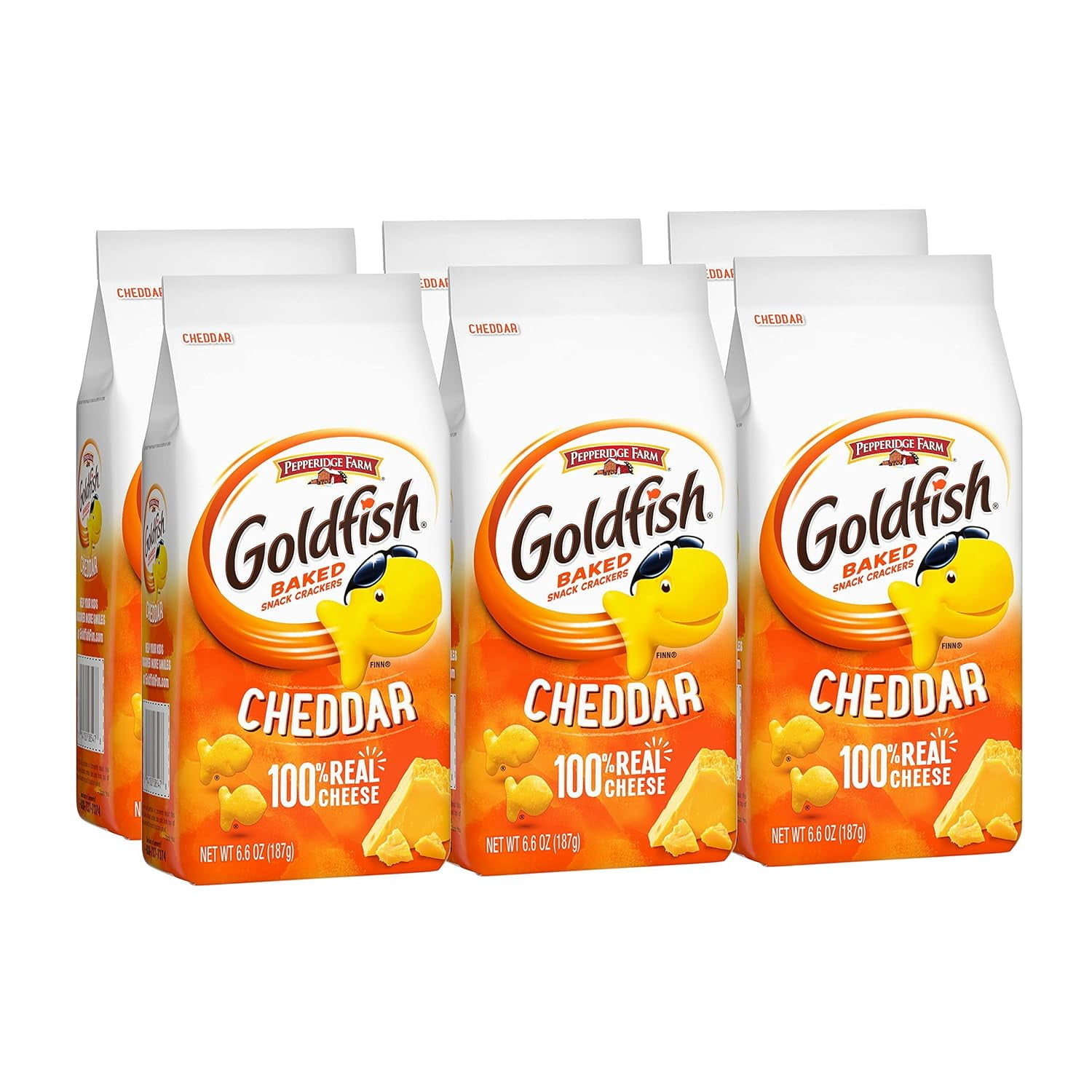 Goldfish Cheddar Crackers, Snack Crackers, 6.6 oz. bag, 6 CT box ...