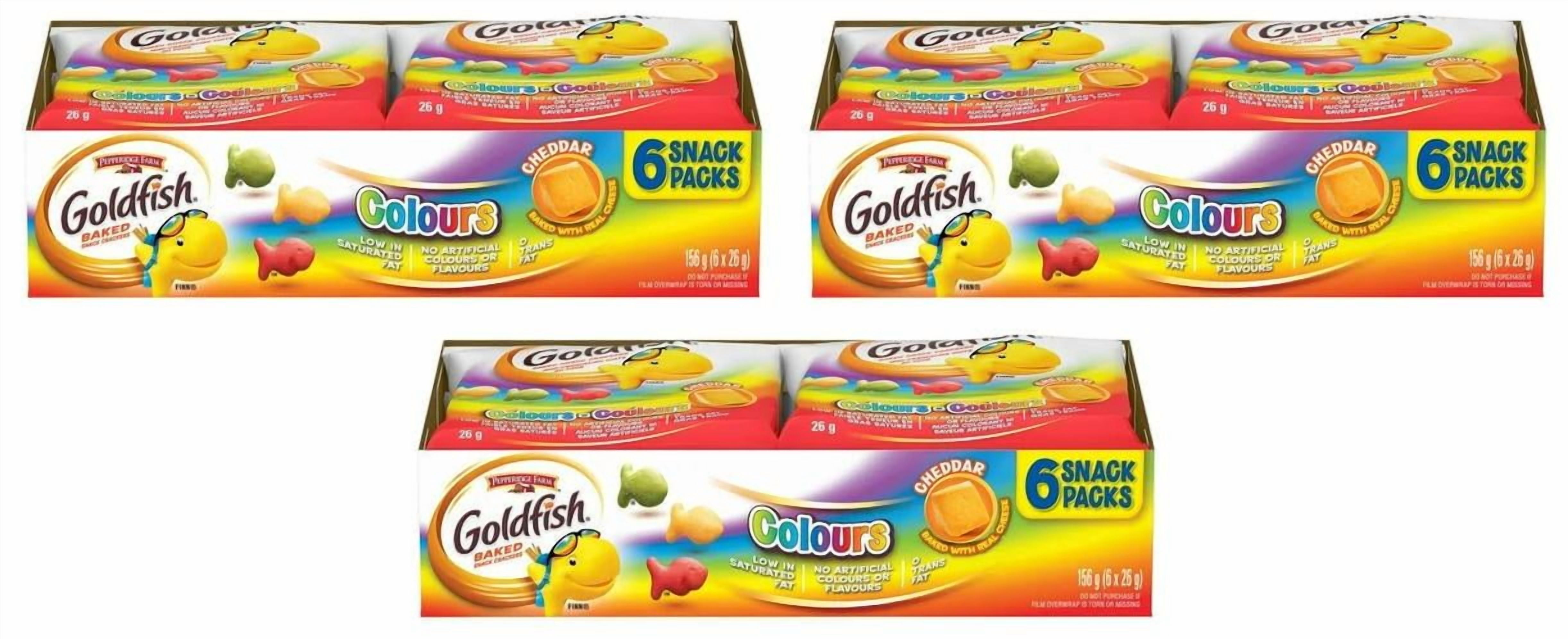 Goldfish Colors Cheddar Crackers Snack Packs, 6 x 26g, 156g (3 Pack) - Walmart.com