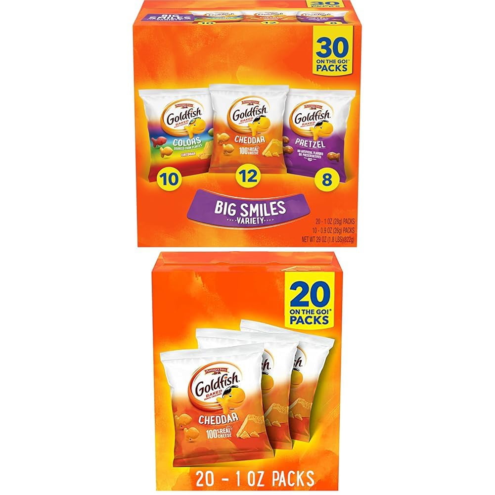 Goldfish Crackers Big Smiles Variety Pack with Cheddar, Colors, and ...