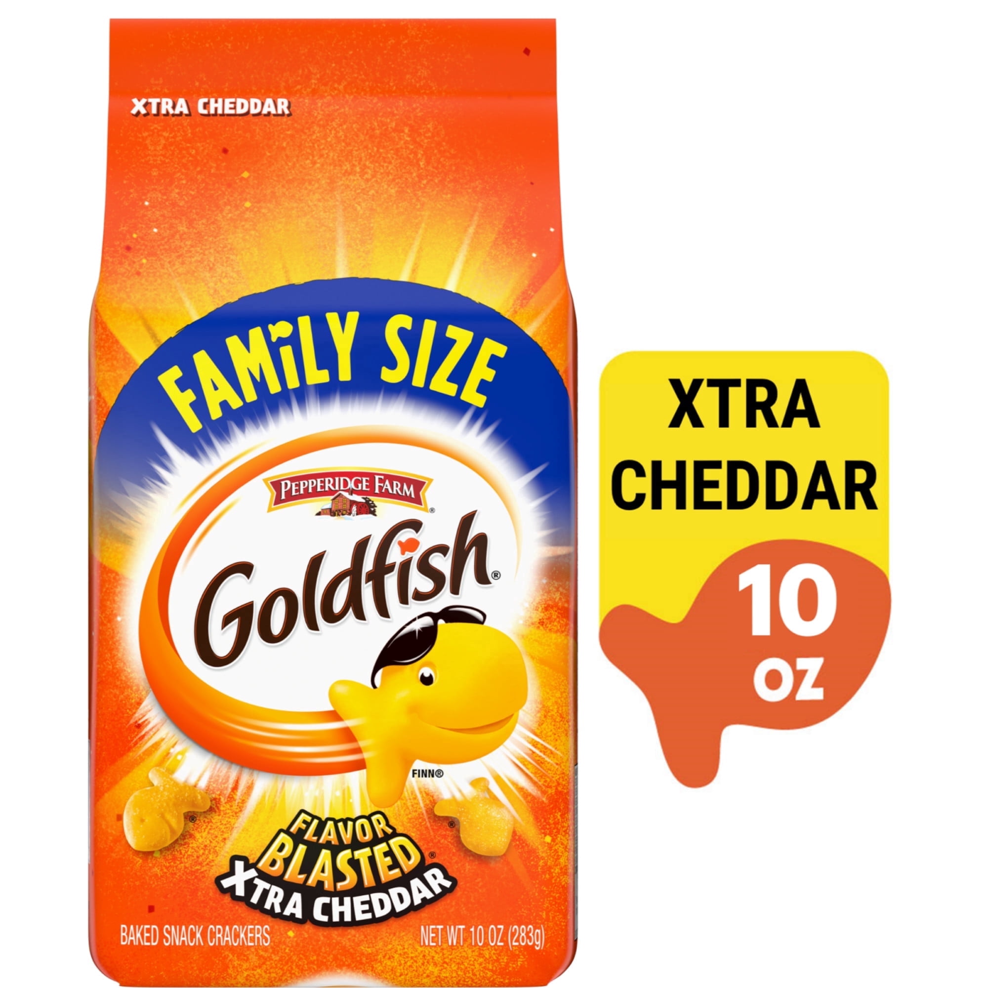 Goldfish Crackers, Flavor Blasted Xtra Cheddar Crackers, Family Size ...