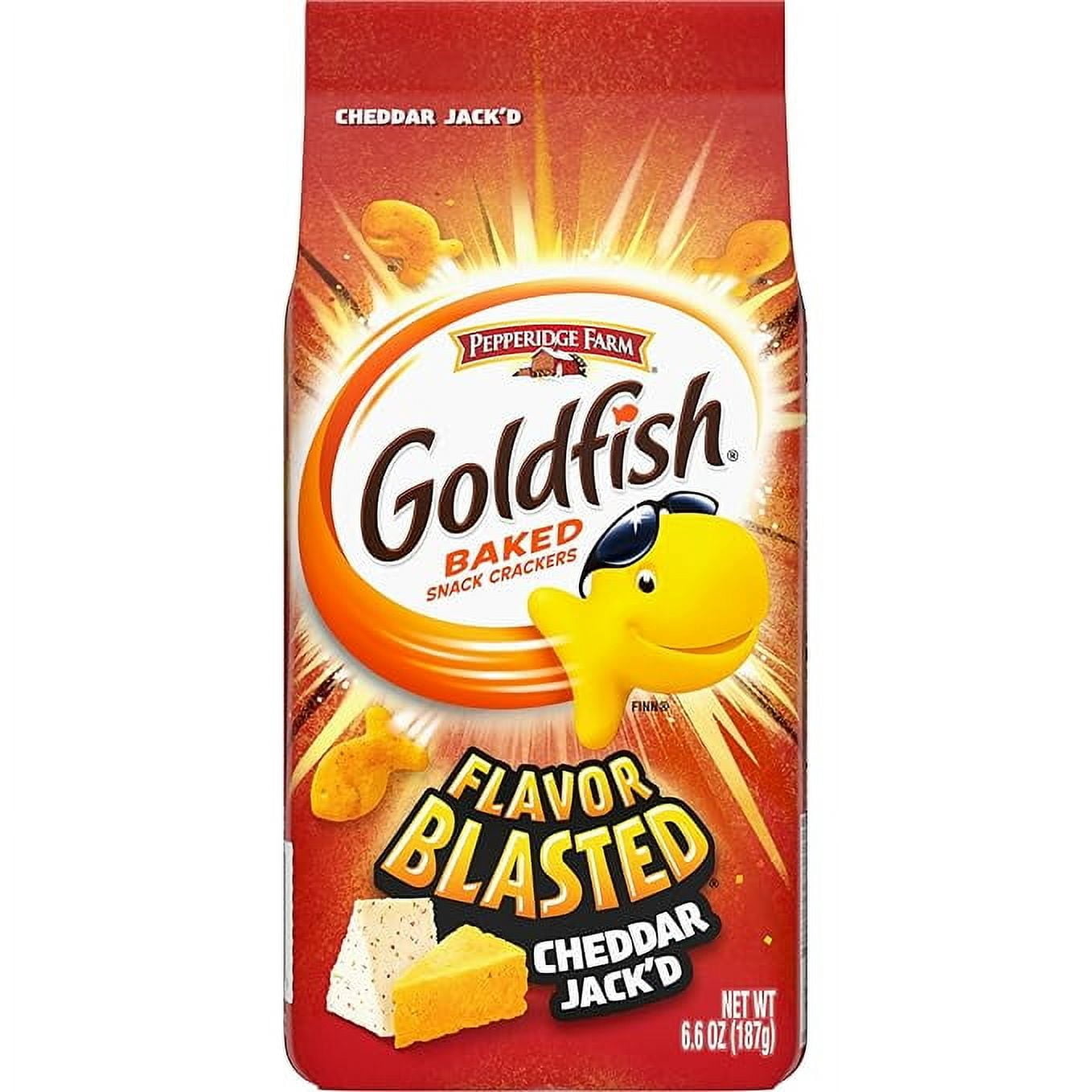 Goldfish Flavor Blasted Cheddar Jack'd Crackers, Snack Crackers, 6.6 oz ...