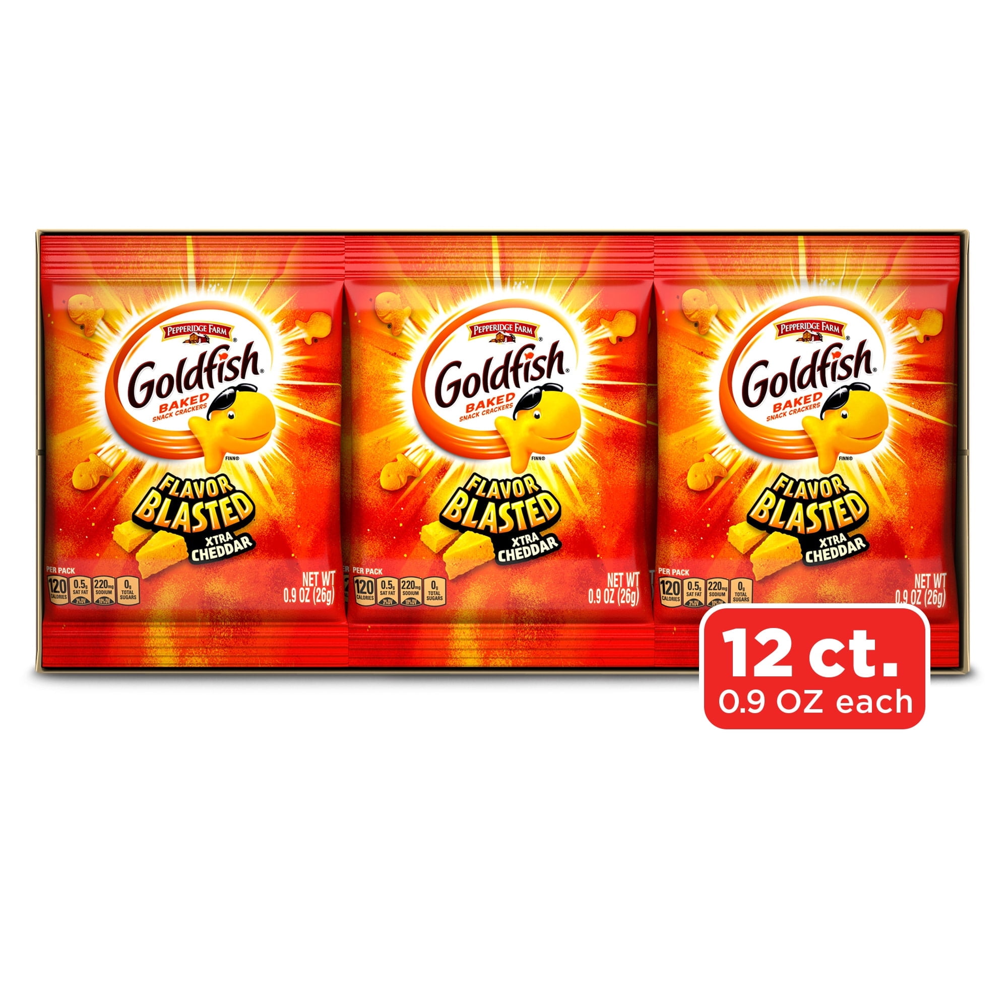 Goldfish Flavor Blasted Crackers, Xtra Cheddar Snack Packs, 12 Count ...