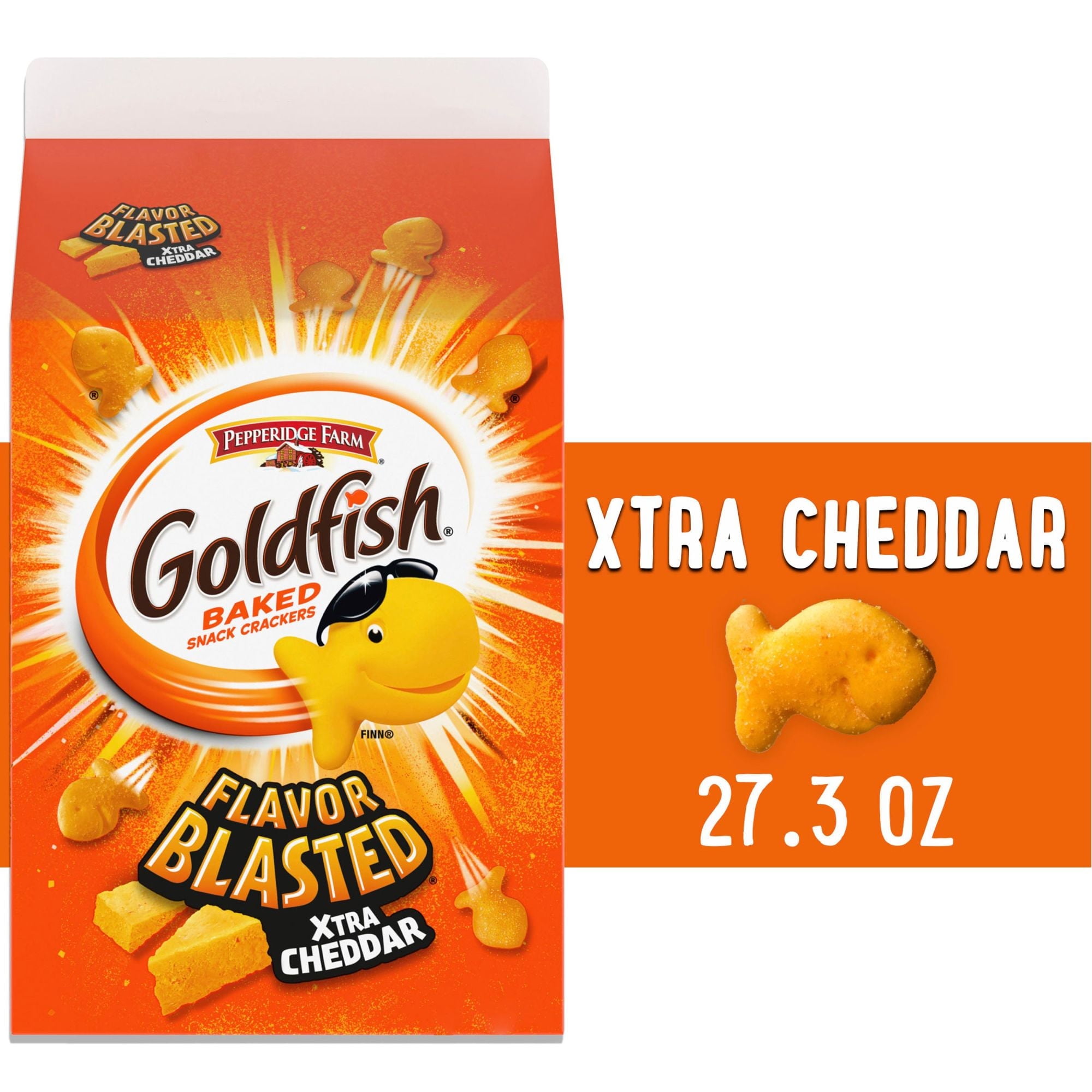 Goldfish Flavor Blasted Xtra Cheddar Cheese Crackers, 27.3 oz Carton ...