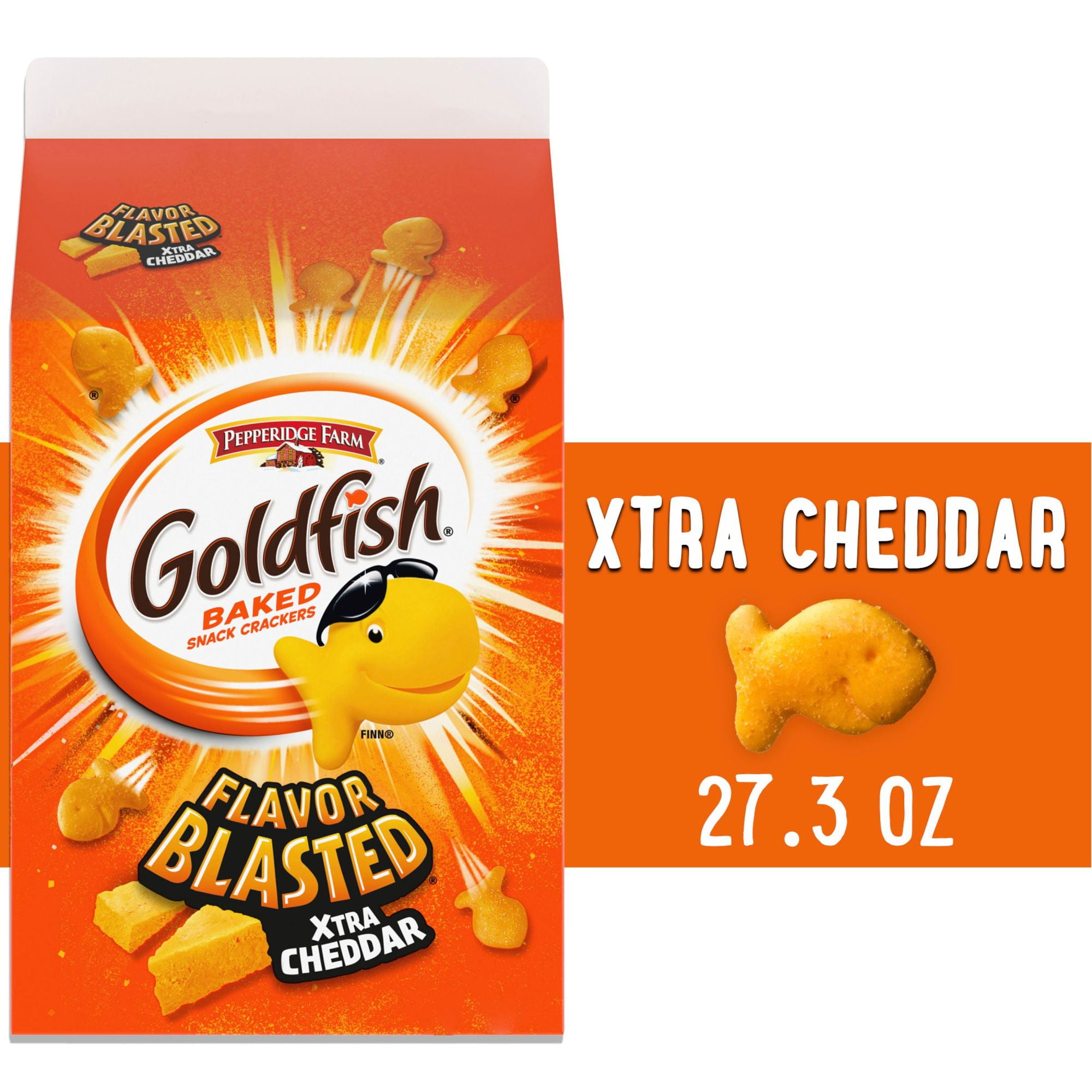 Goldfish Flavor Blasted Xtra Cheddar Cheese Crackers, 27.3 oz Carton ...