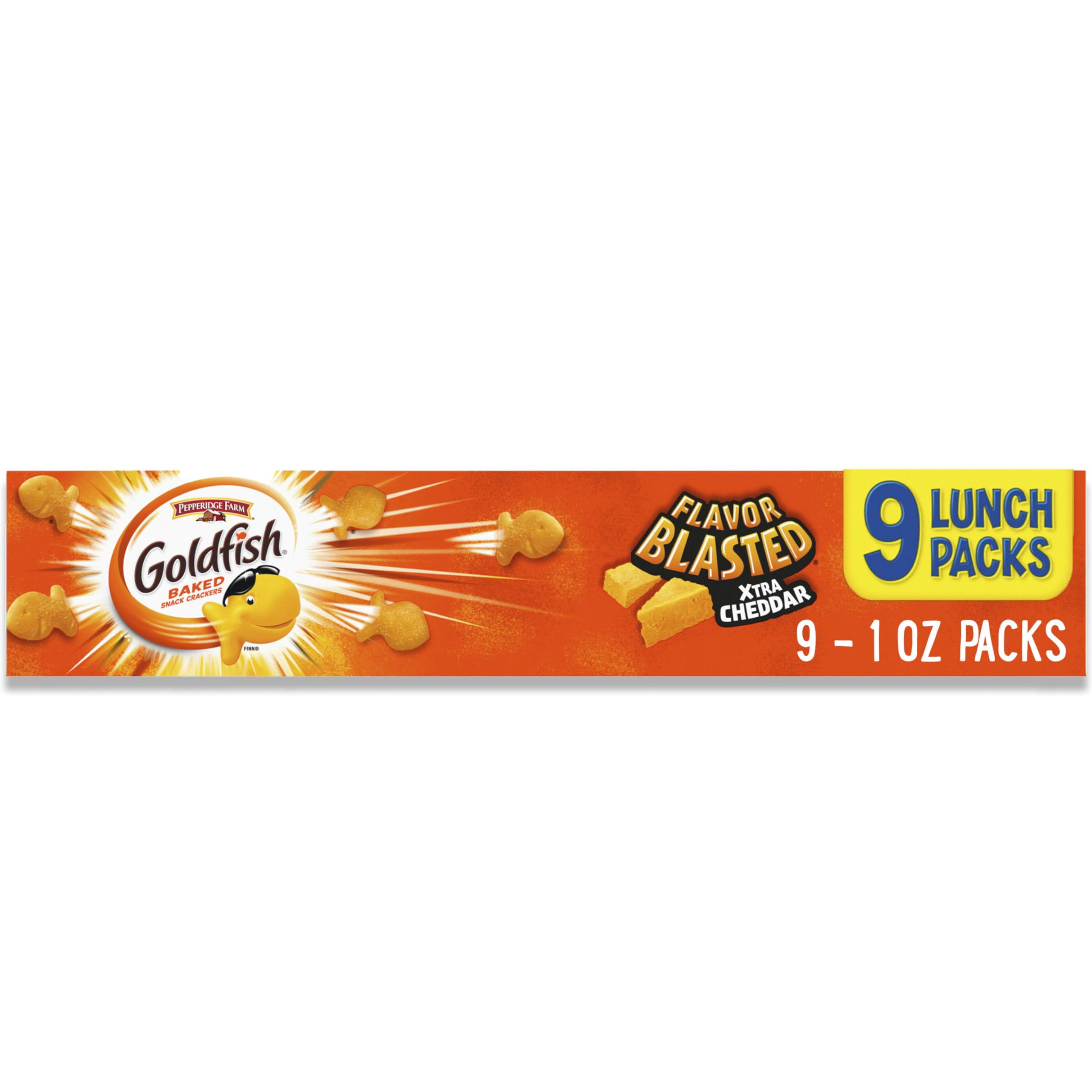 Goldfish Flavor Blasted Xtra RRF12 Cheddar Cheese Crackers, Baked Snack ...