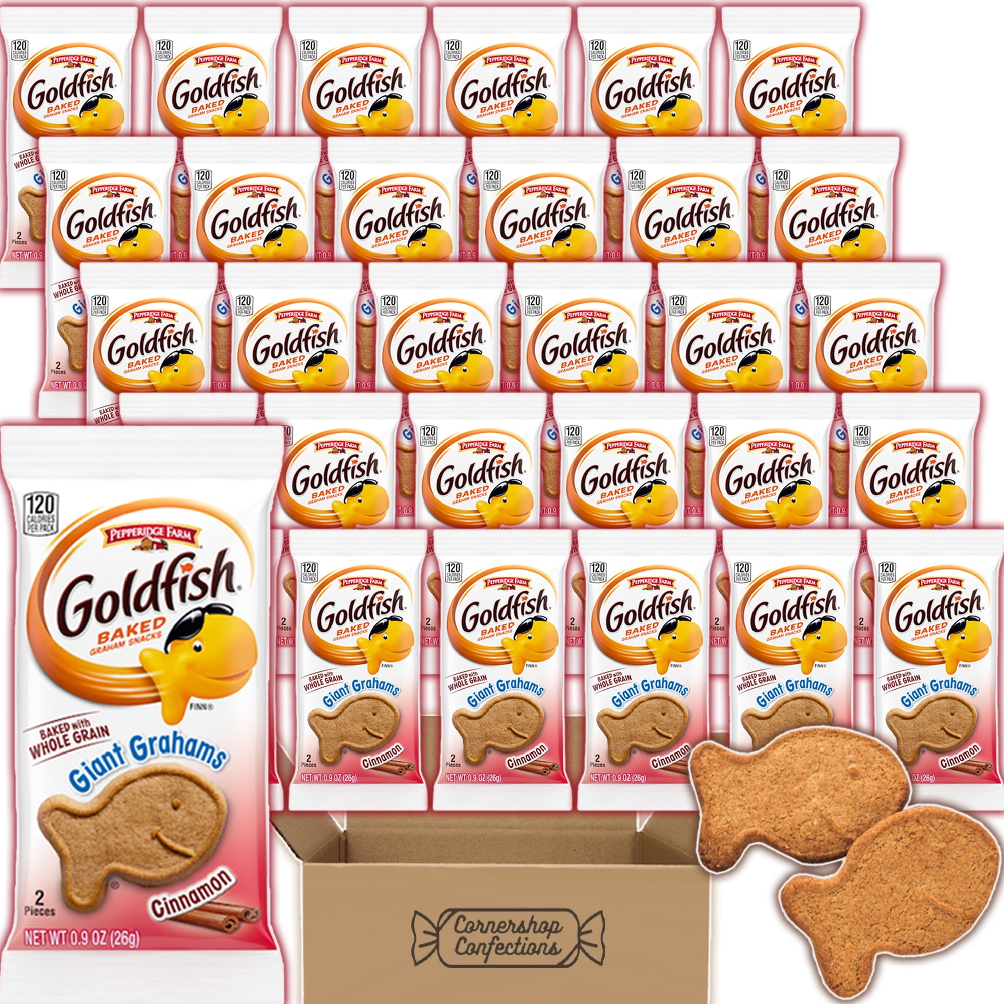 Goldfish Giant Grahams Cinnamon Flavor 60 Cracker Bulk Pack - 30 ...
