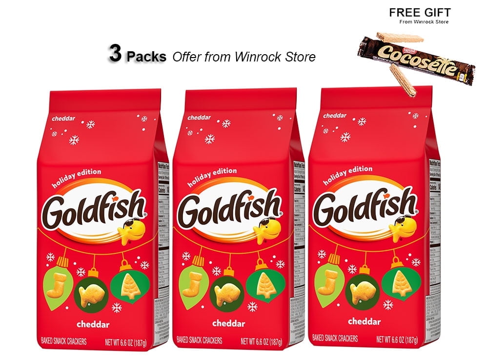 Goldfish Holiday Shapes Cheddar Crackers, 6.6 oz (3 Pack) Free Gift ...
