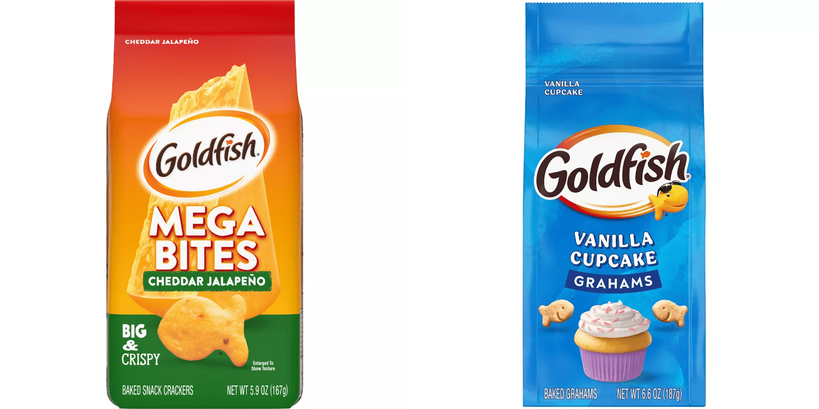 Goldfish Mega Bites Cheddar Jalapeño Crackers, 5.9 oz -Goldfish Grahams ...