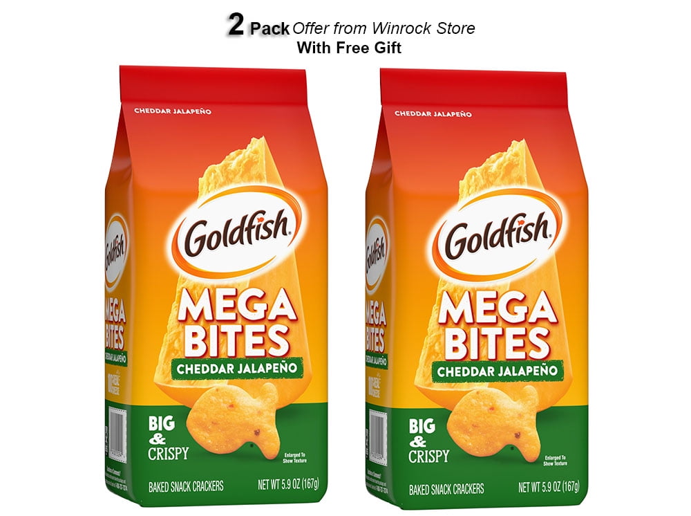 Goldfish Mega Bites, Cheddar Jalapeno Crackers, 5.9 oz (2 Pack) Free ...