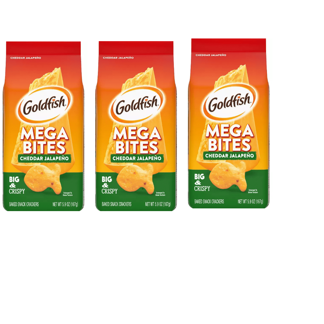 Goldfish Mega Bites- Cheddar Jalapeno Crackers- 5.9oz pack of 3 ...