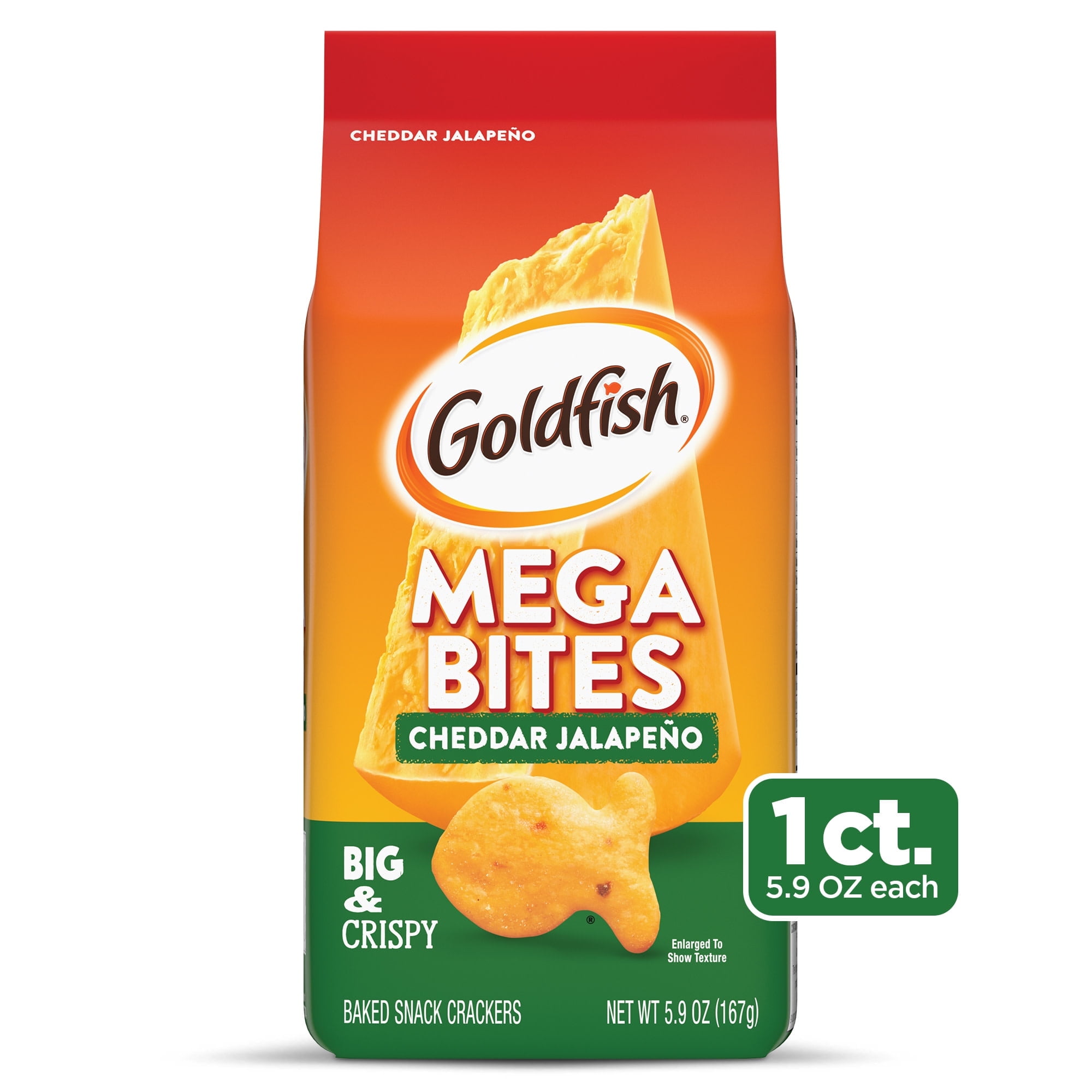 Goldfish Mega Bites: Cheddar Jalapeno Explosion (5.9 oz Bag) - Walmart.com