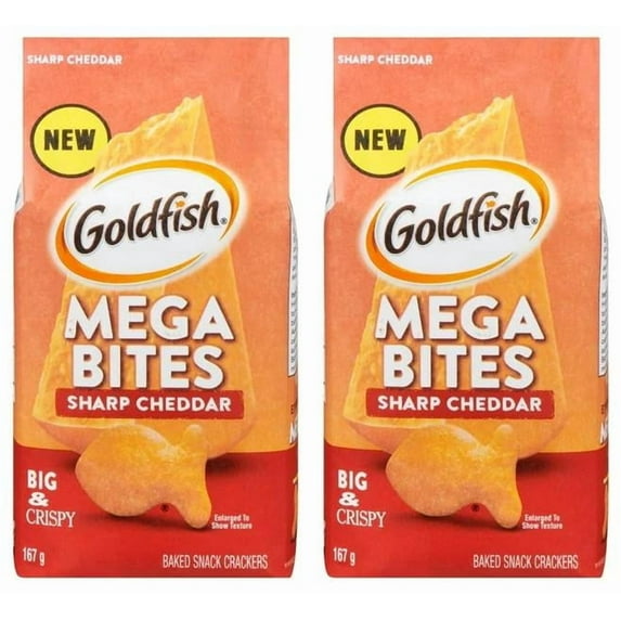 Goldfish Mega Bites Sharp Cheddar Crackers, 167g (2 Pack) - Walmart.com