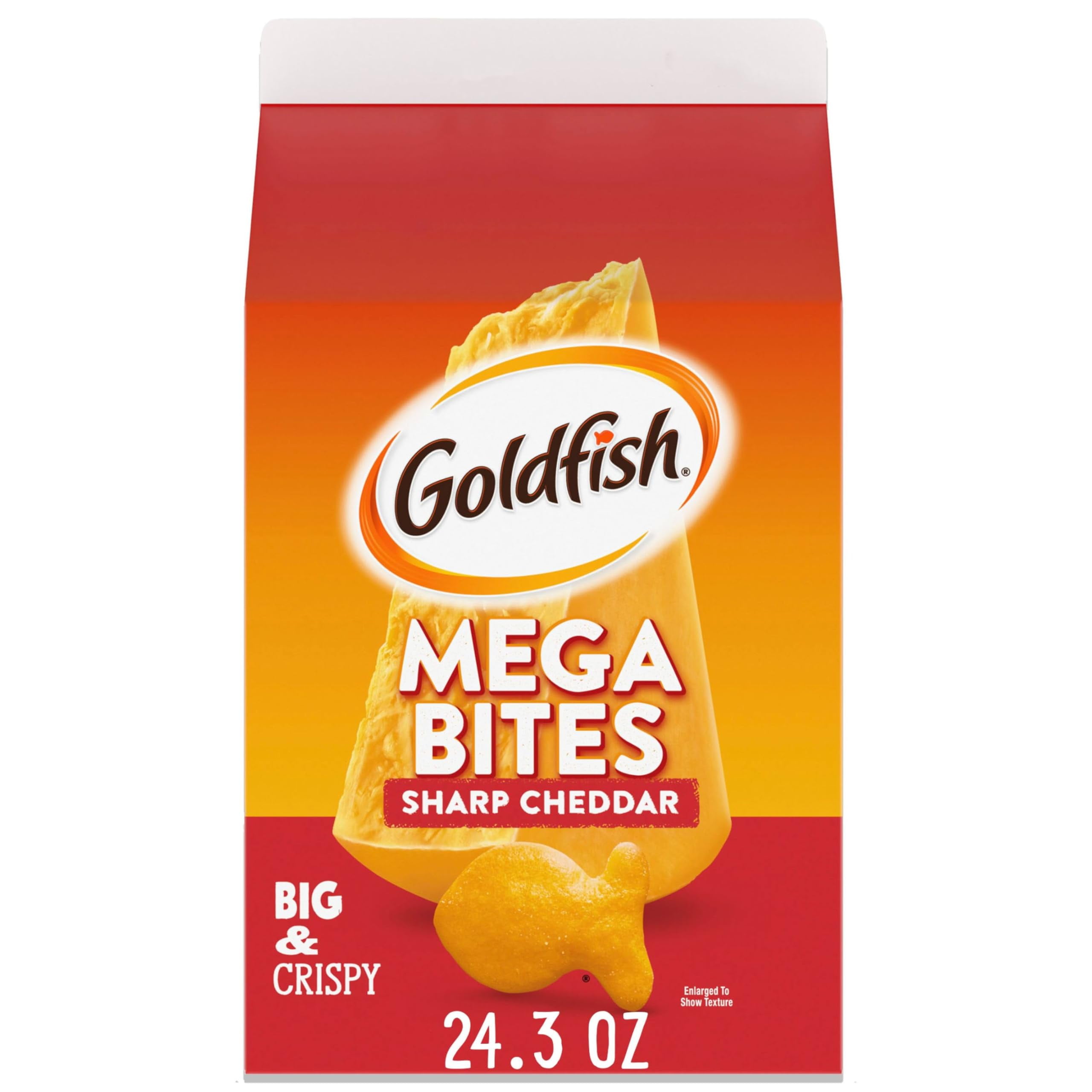 Goldfish Mega Bites, Sharp Cheddar Crackers, 24.3 Oz Carton (Package ...