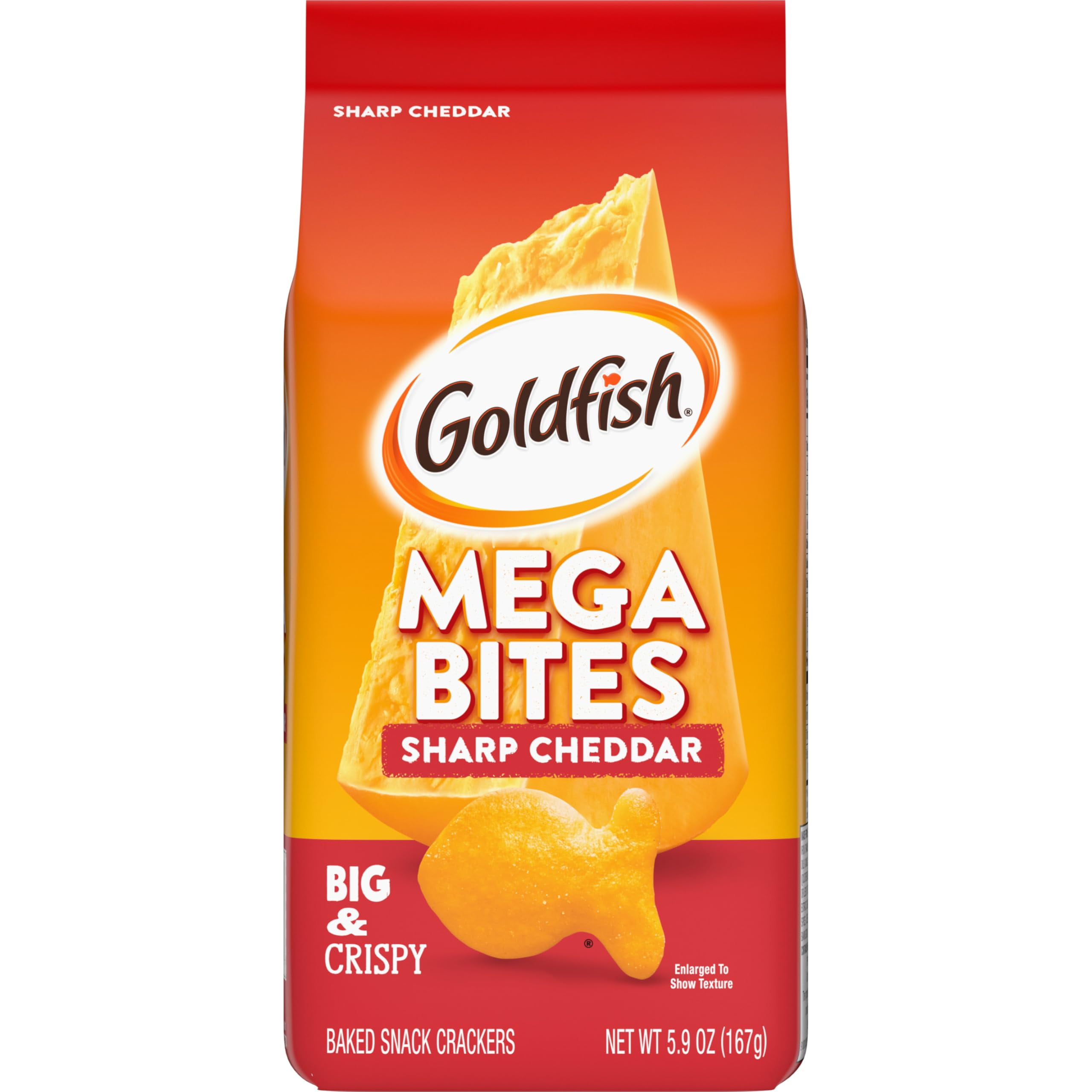 Goldfish Mega Bites, Sharp Cheddar Crackers, 5.9 Oz Bag Packaging May ...