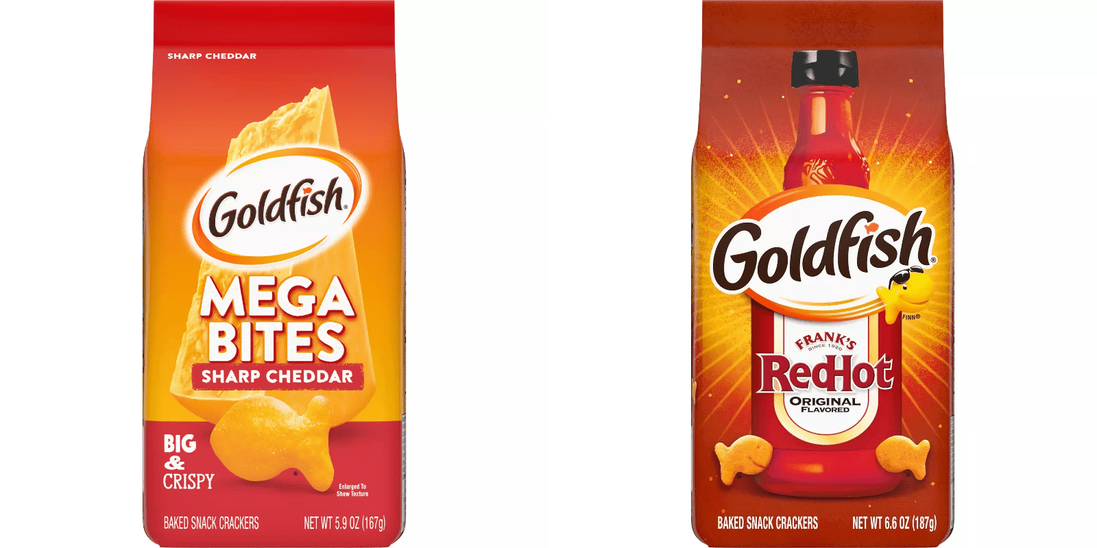 Goldfish Mega Bites Sharp Cheddar Crackers, 5.9 oz - Goldfish Crackers ...