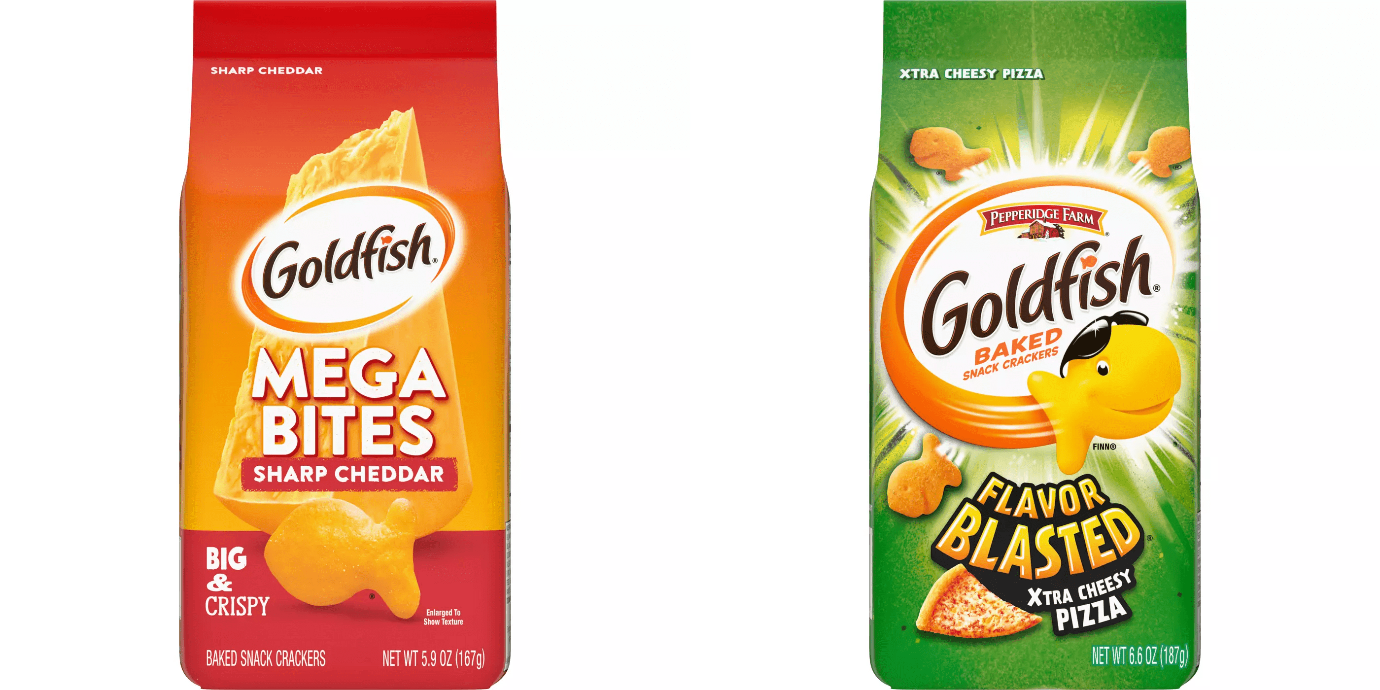Goldfish Mega Bites Sharp Cheddar Crackers, 5.9 oz - Goldfish Flavor ...