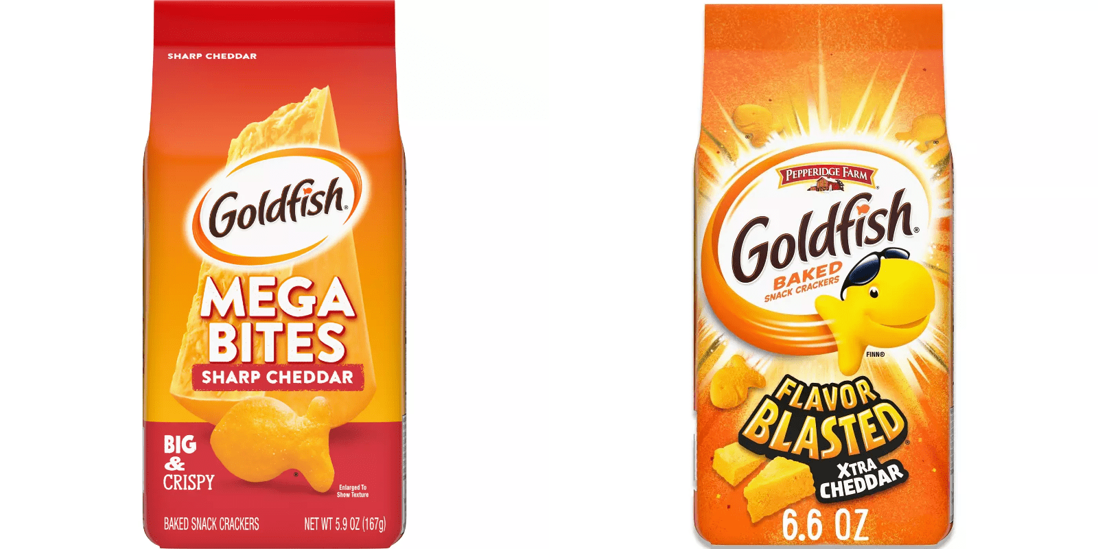 Goldfish Mega Bites Sharp Cheddar Crackers, 5.9 oz - Pepperidge Farm ...