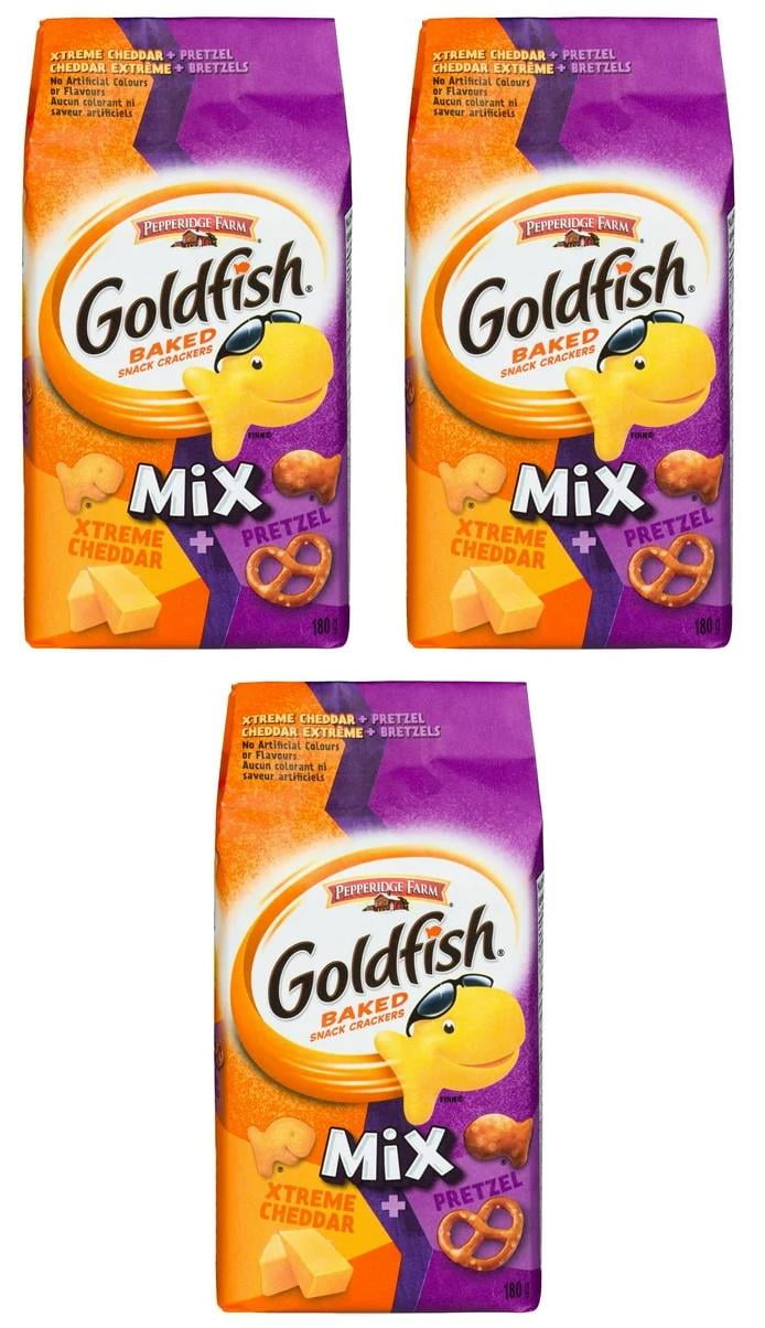 Goldfish Mix Xtreme Cheddar and Pretzel Crackers, 180g (3 Pack ...