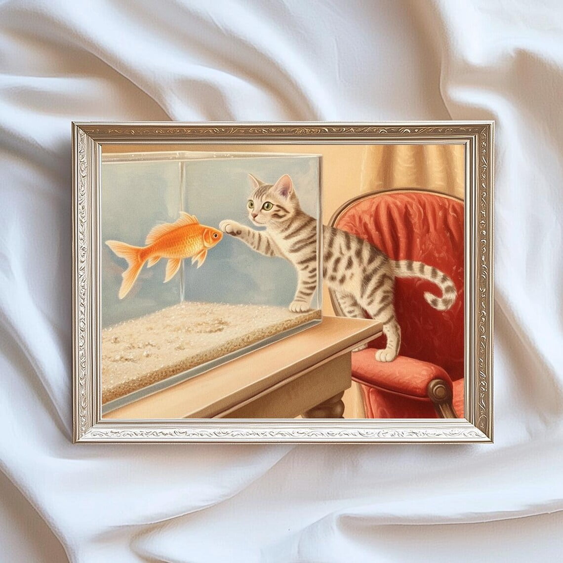 Goldfish, Nautical Art Cat And Fish Wall Art, Fish Decor For Wall ...