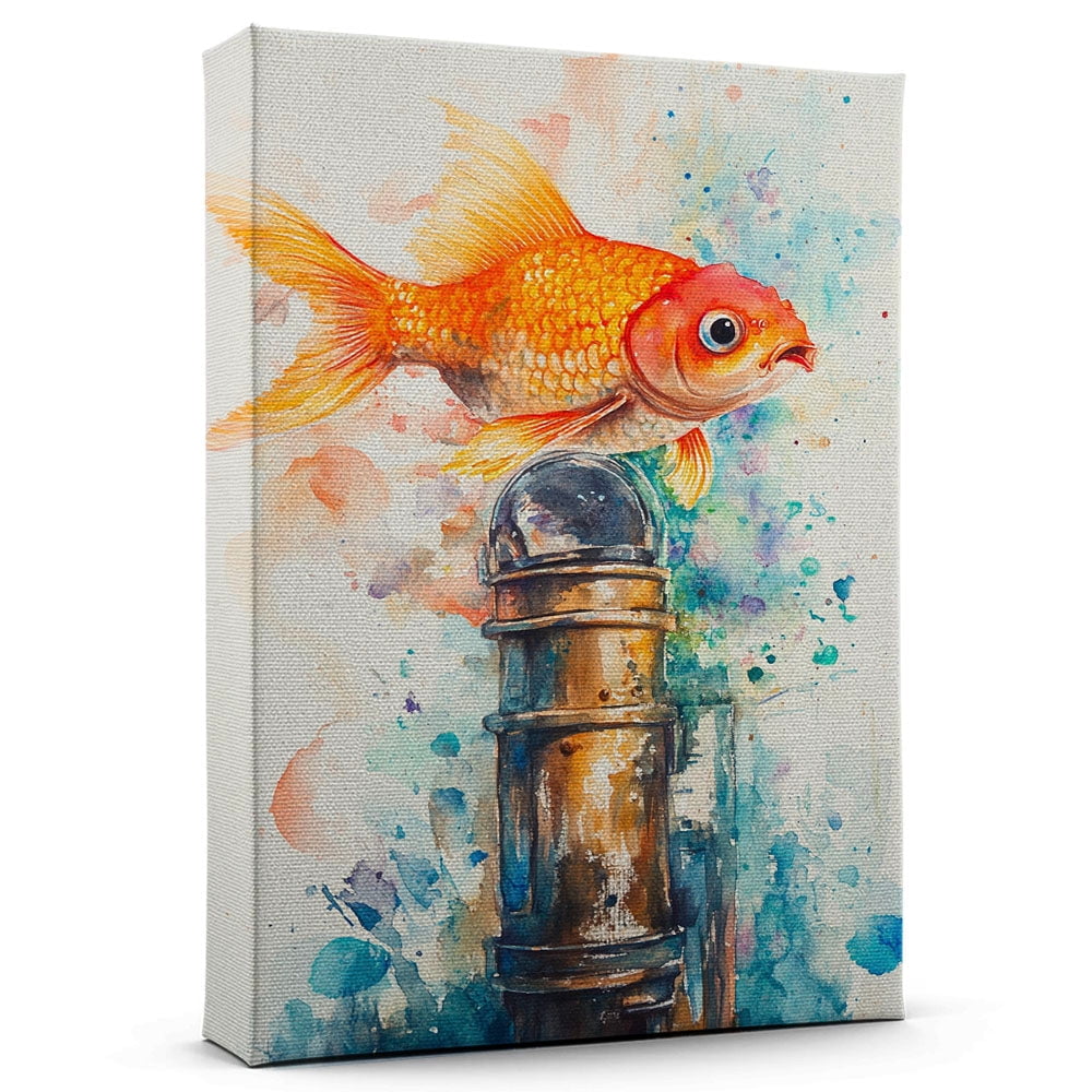 Goldfish Panda Telescope Canvas Wall Art Animal Gifts Colourful ...