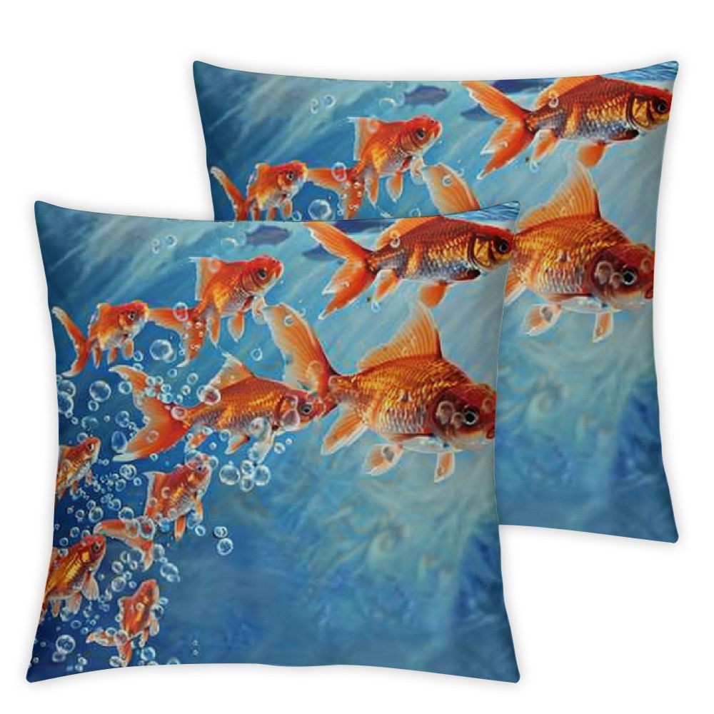 Goldfish Pillow Sham, Goldfishes Teaming up Against a Shark Underwater ...