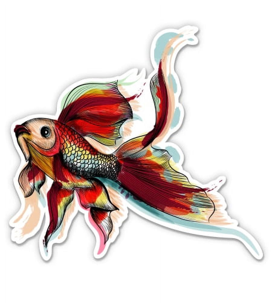Goldfish Pretty Painted - 12" Vinyl Sticker Waterproof Decal - Walmart.com