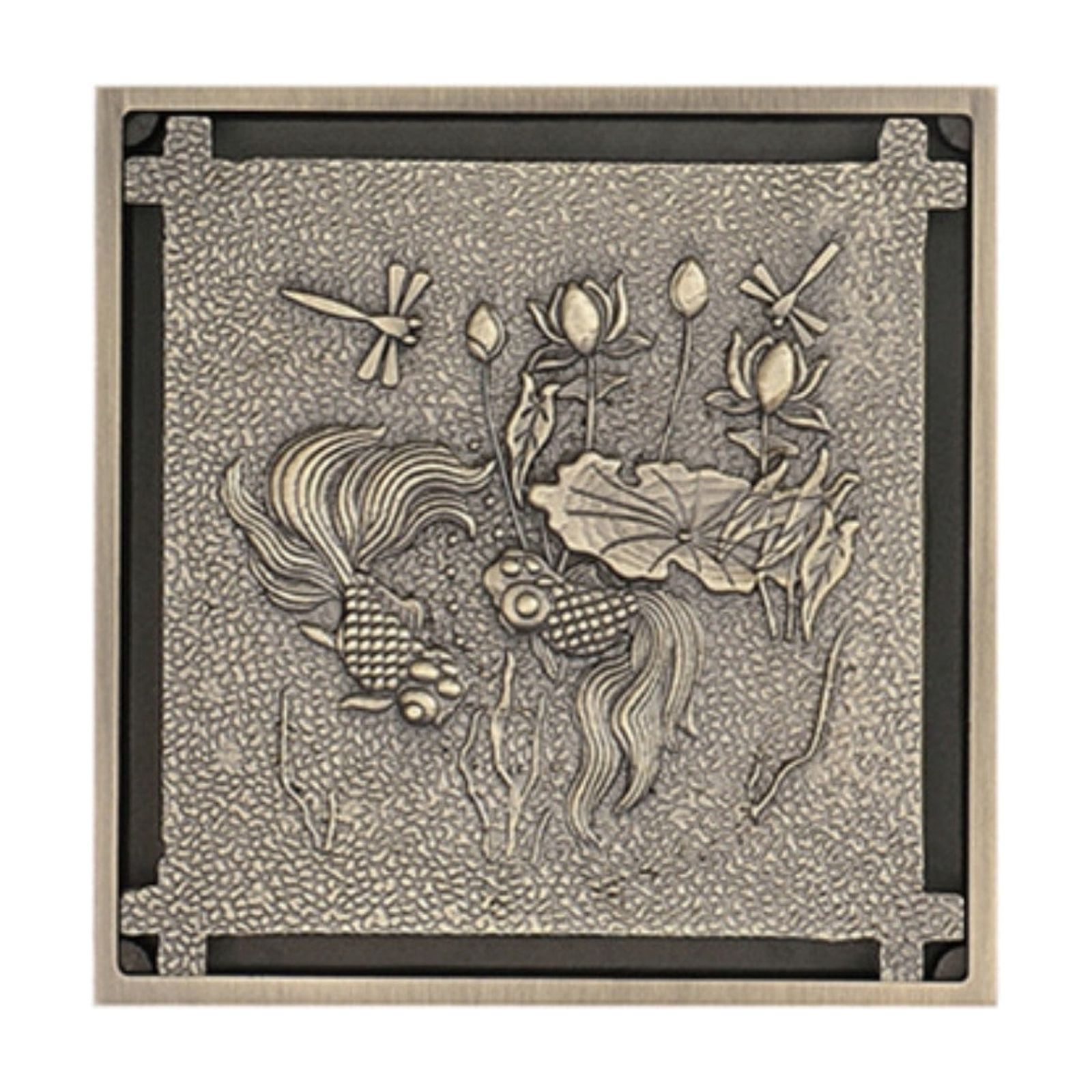 Goldfish Relief Copper Shower Floor Drain, 4 inch Antique Exquisite ...
