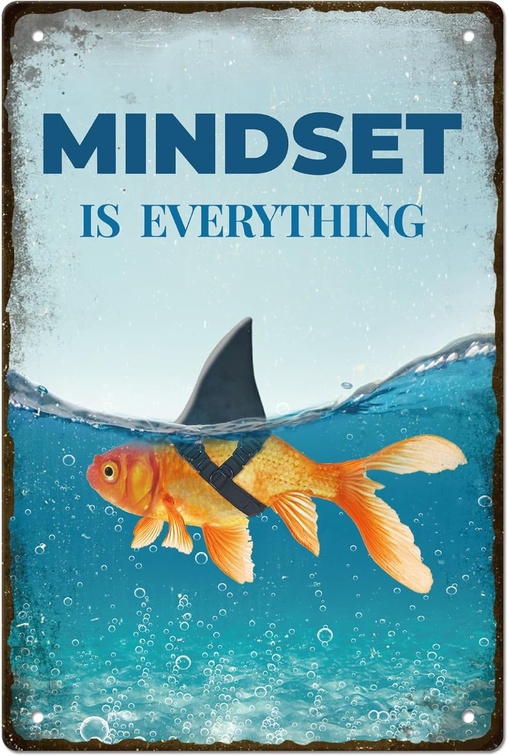 Goldfish Shark Vintage Metal Tin Sign Art Plaque Poster Retro Mindset ...