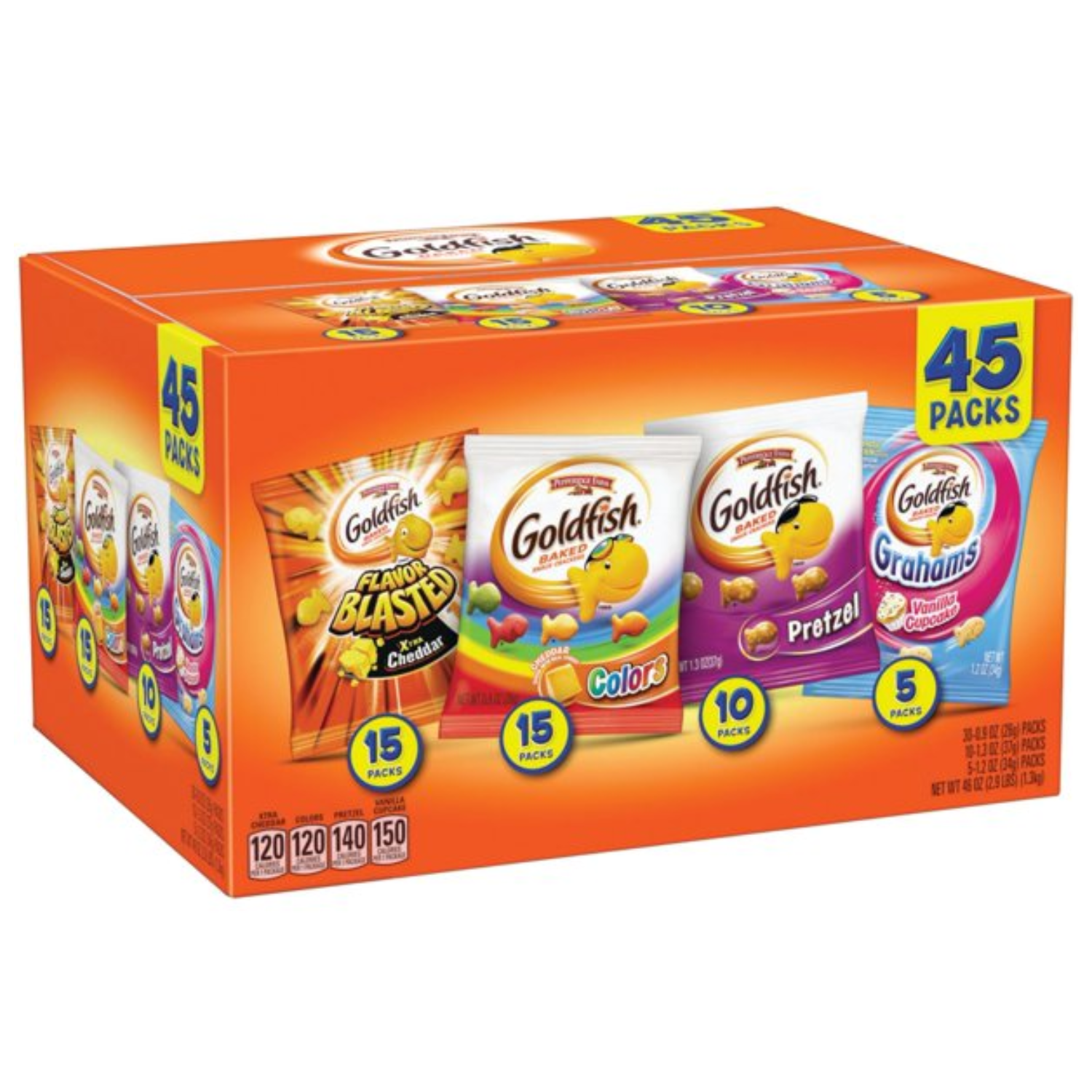Goldfish Variety Crackers, 45oz. On the Go Packs -Baked Not Fried No ...