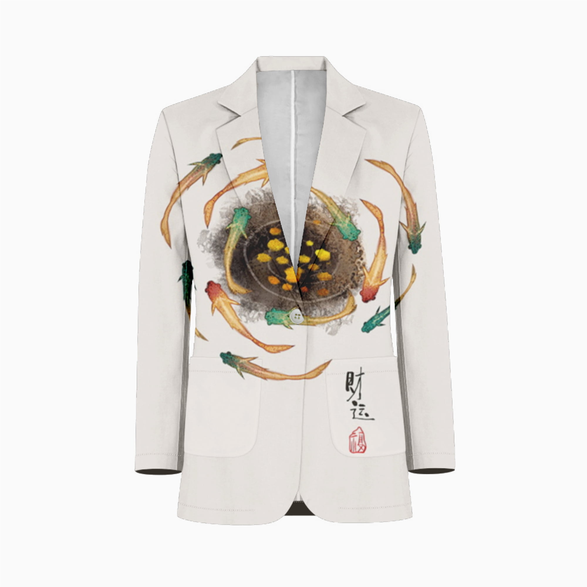 Goldfish symbolizes wealth Mens Suits Shawl Collar Slim Fit Suit Mens ...