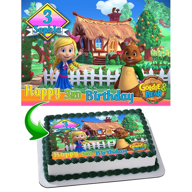 Goldie and Bear Edible Cake Image Topper Personalized Birthday Party 1/ ...