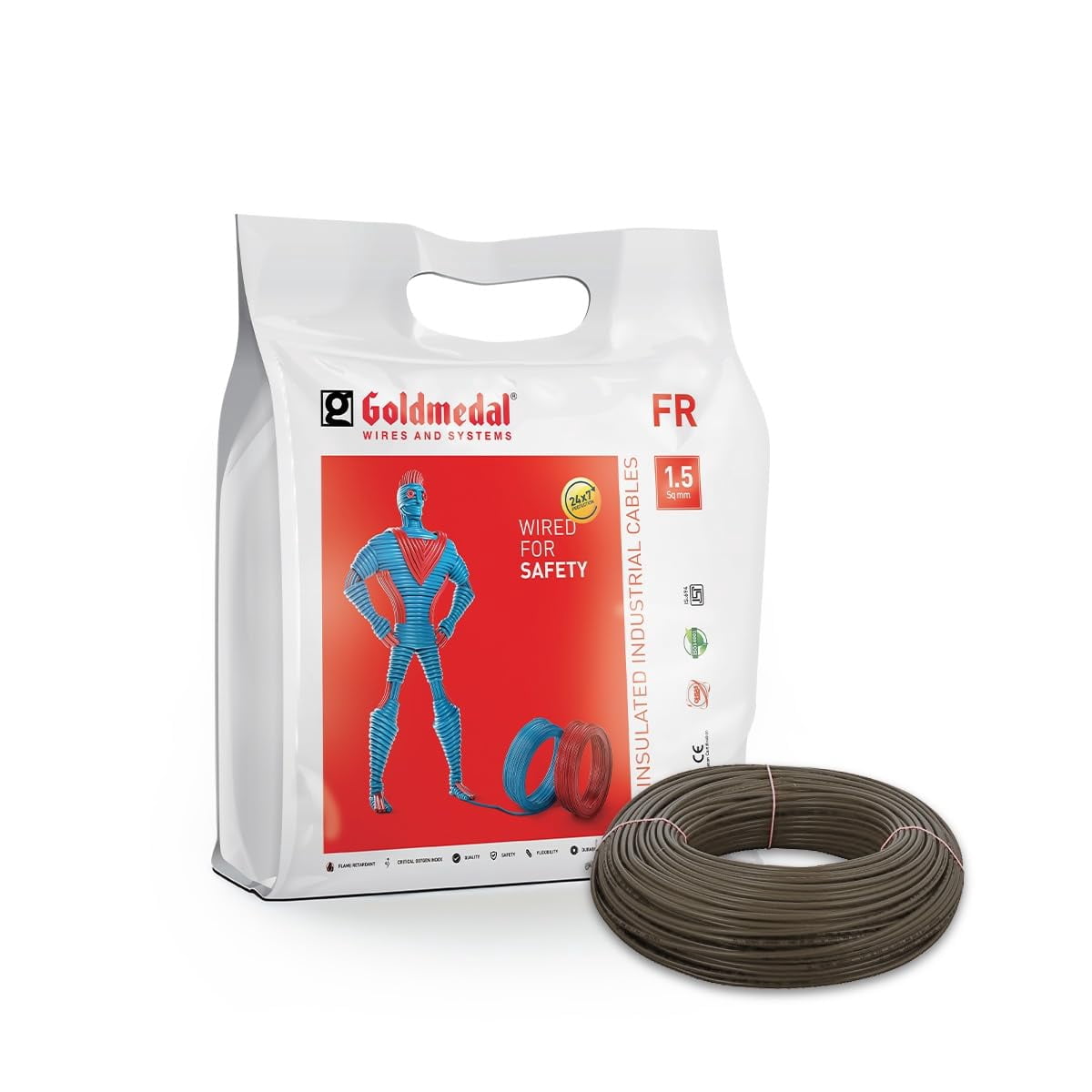 Goldmedal 45 Meter 1100V 15 Sq mm Fire Retardant Electric Wire Black ...