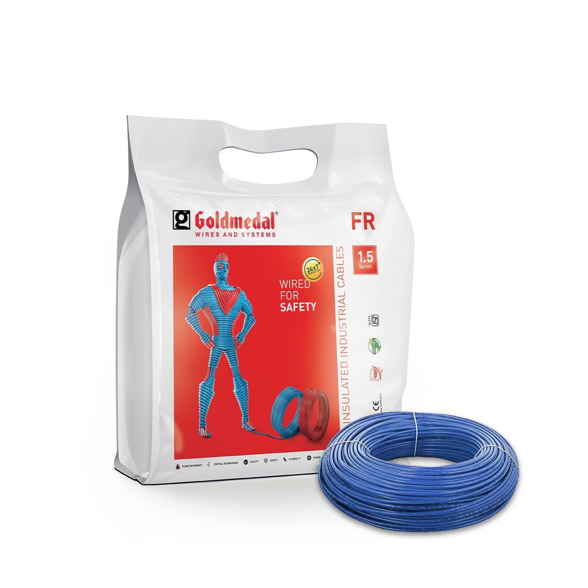 Goldmedal 45 Meter 1100V 15 Sq mm Fire Retardant Electric Wire Blue ...