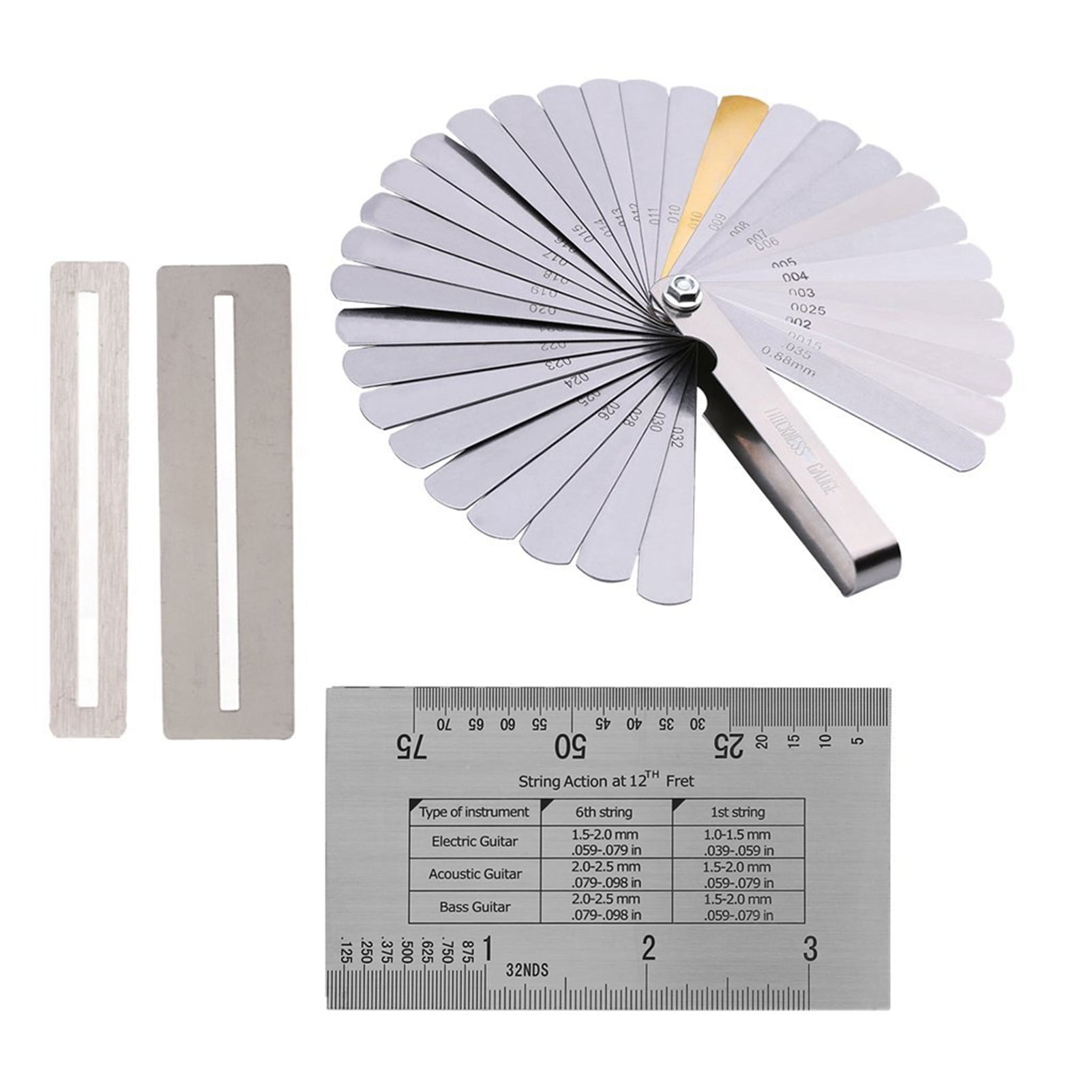 Goldmeet String Action Gauge Ruler 32 Piece Feeler Gauges Fingerboard ...