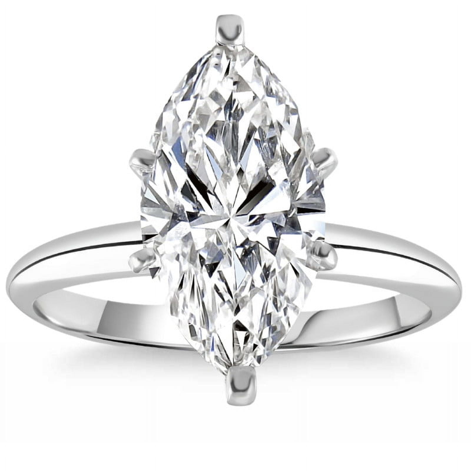 Goldmine Jewel 14K Silver Ring for Her - 2 Marquise Cut Diamond Ring ...