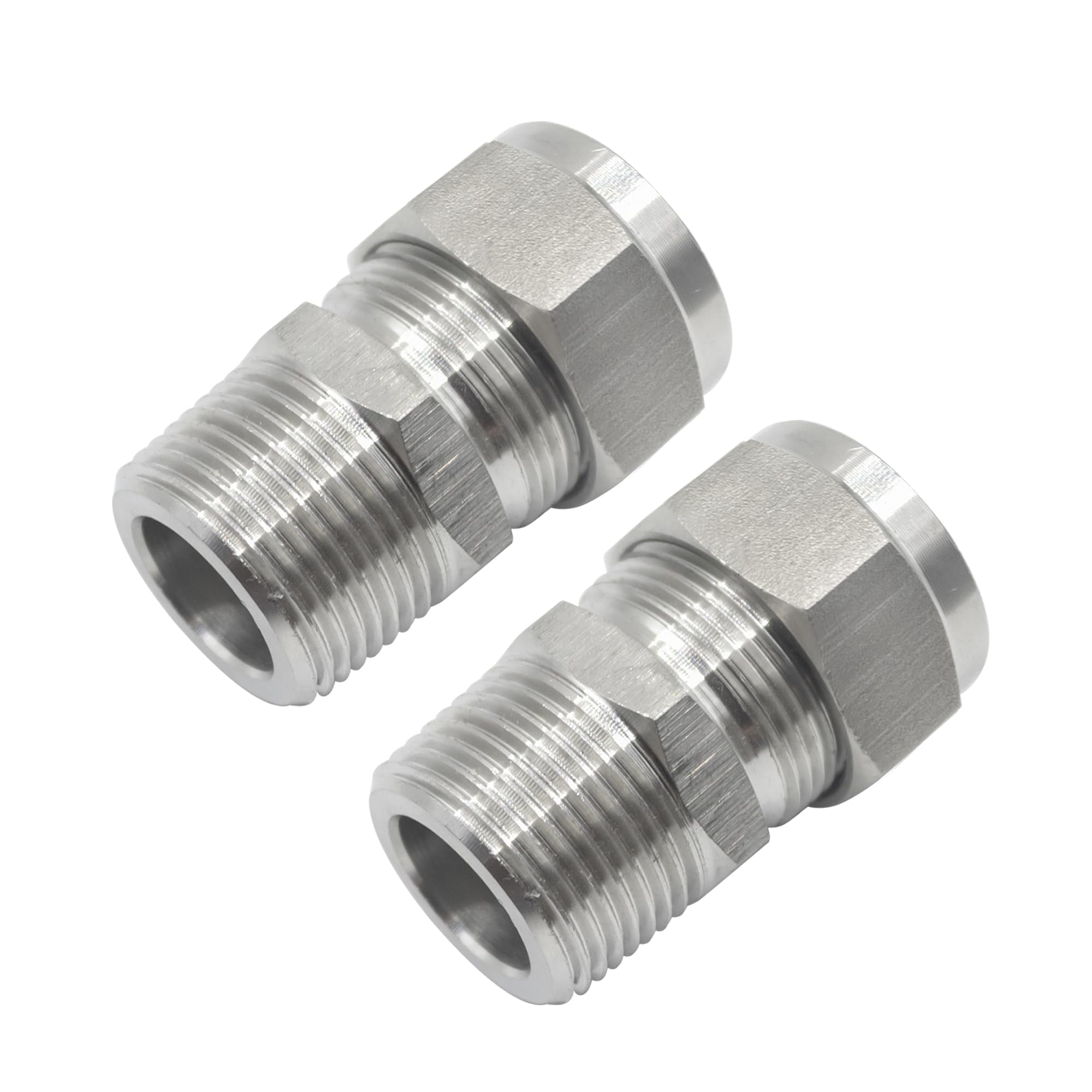 Goldpea Stainless Steel 304 Compression Adapter 1/4" OD x 1/4" NPT Male Tube Fitting, Pack of 2 ...