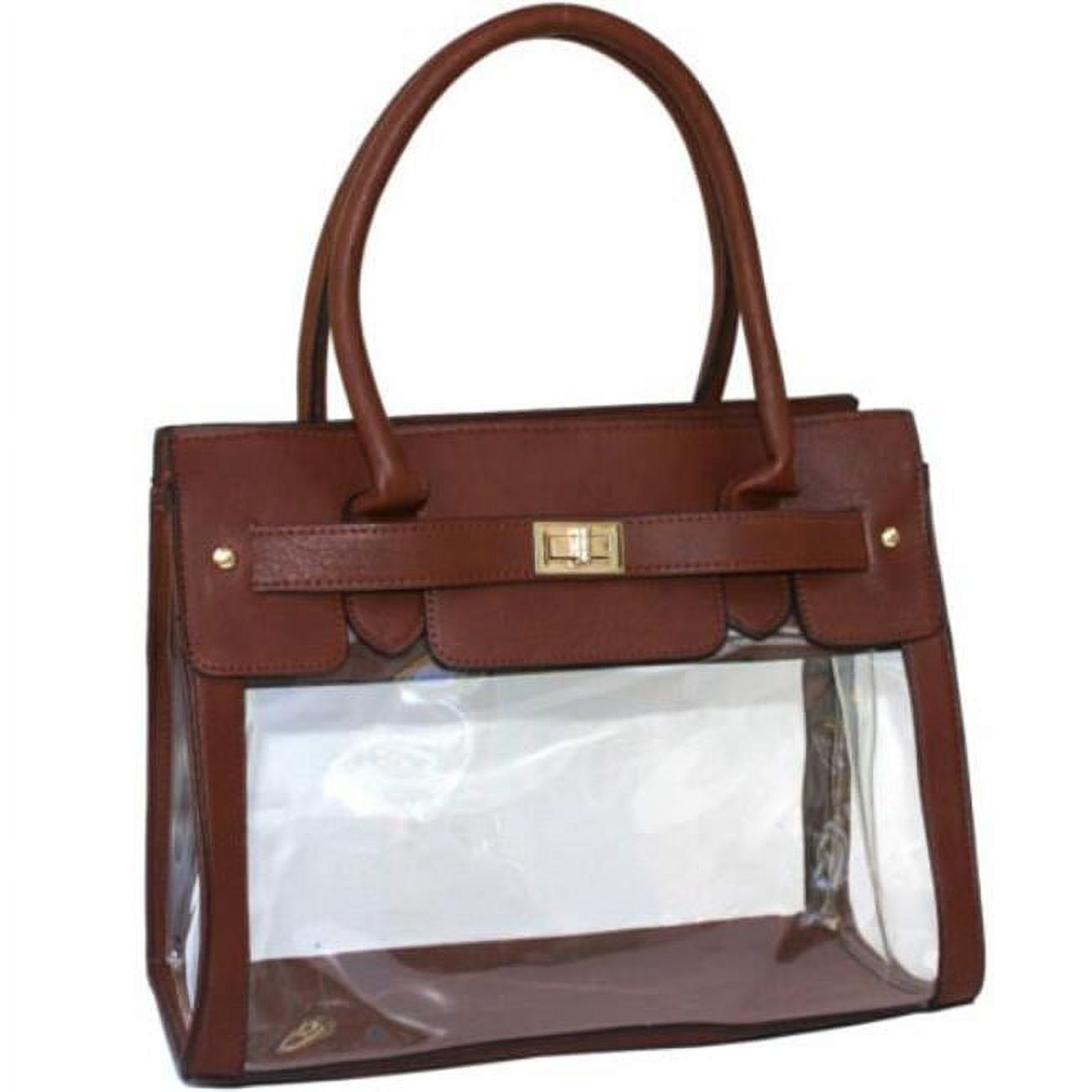 Goldrush C-010A-BRN Womens Transparent See Through Tote Purse Handbag ...