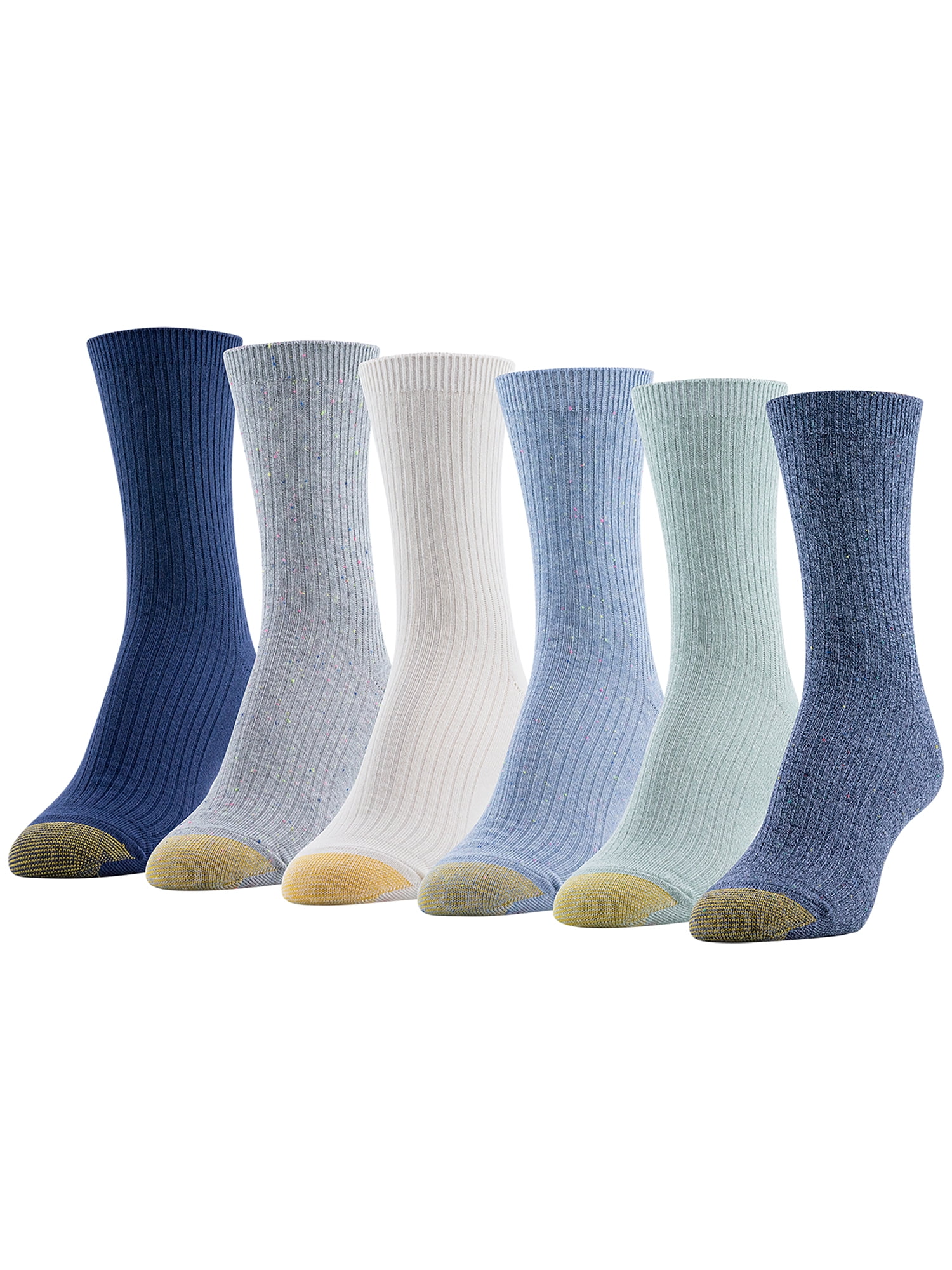 Goldtoe Edition Women’s Modern Mid-Crew Socks, 6-Pack, Shoe Sizes 6-9 ...